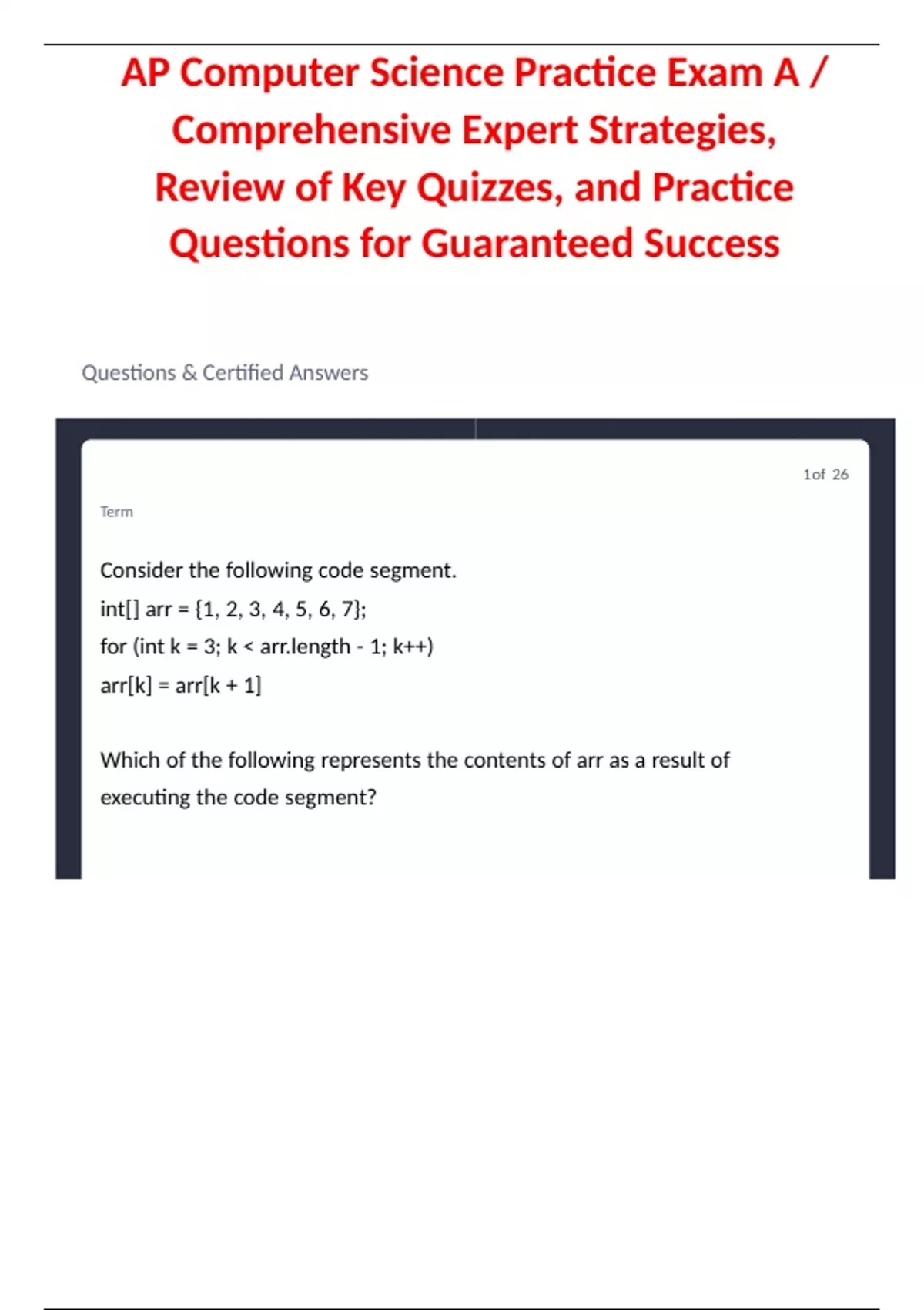 AP Computer Science Practice Exam A / Comprehensive Expert Strategies ...