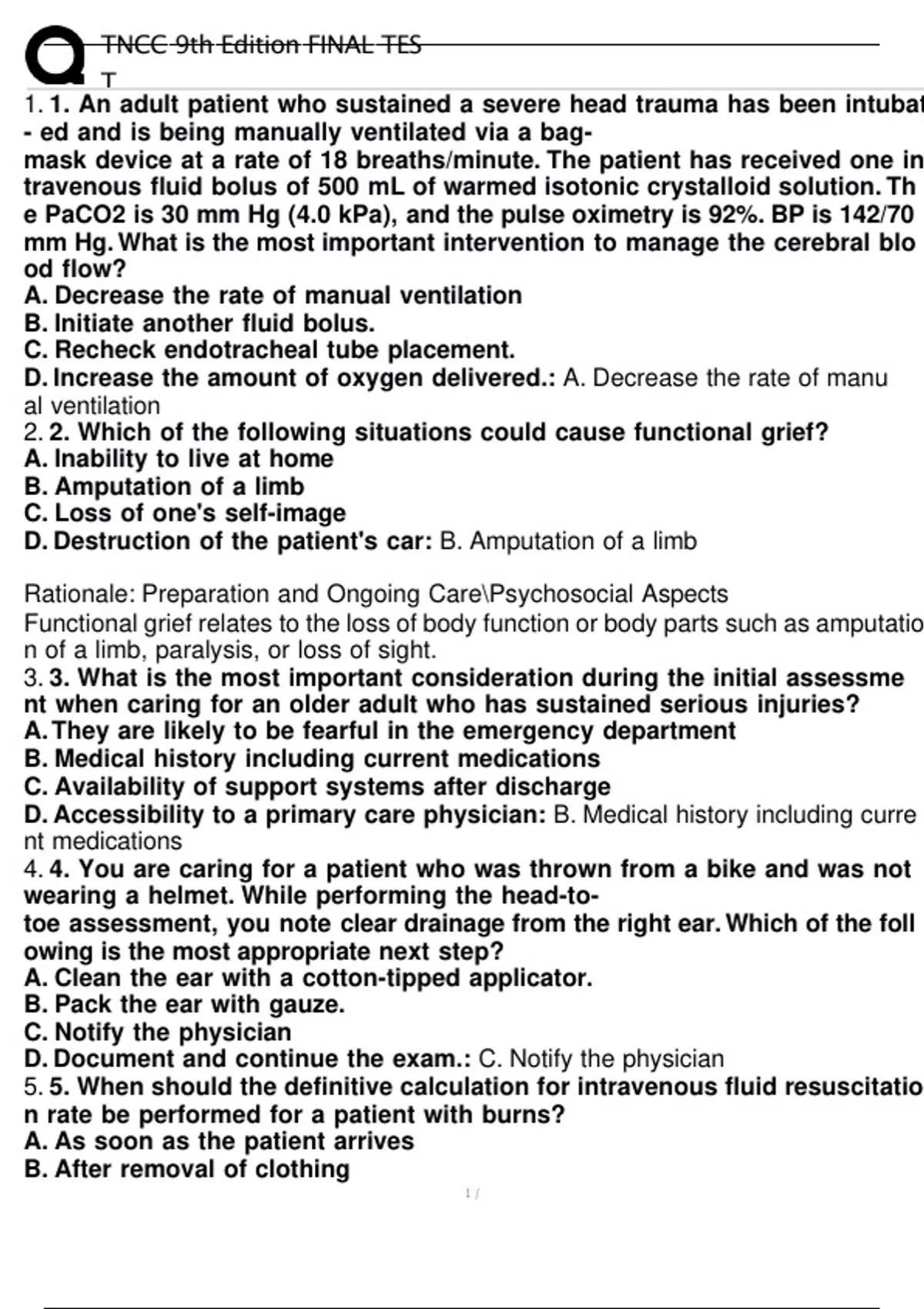 TNCC 9th Edition FINAL TEST - TNCC - Stuvia US