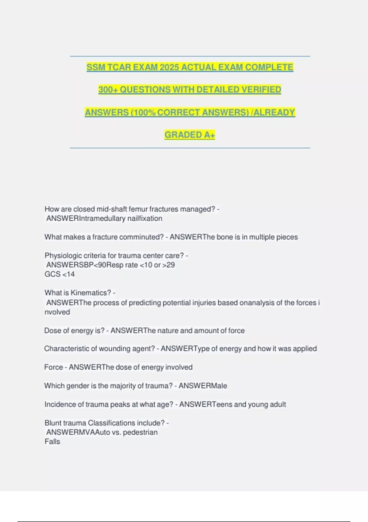 Ssm tcar exam 2025 actual exam complete - Ssm tcar - Stuvia US