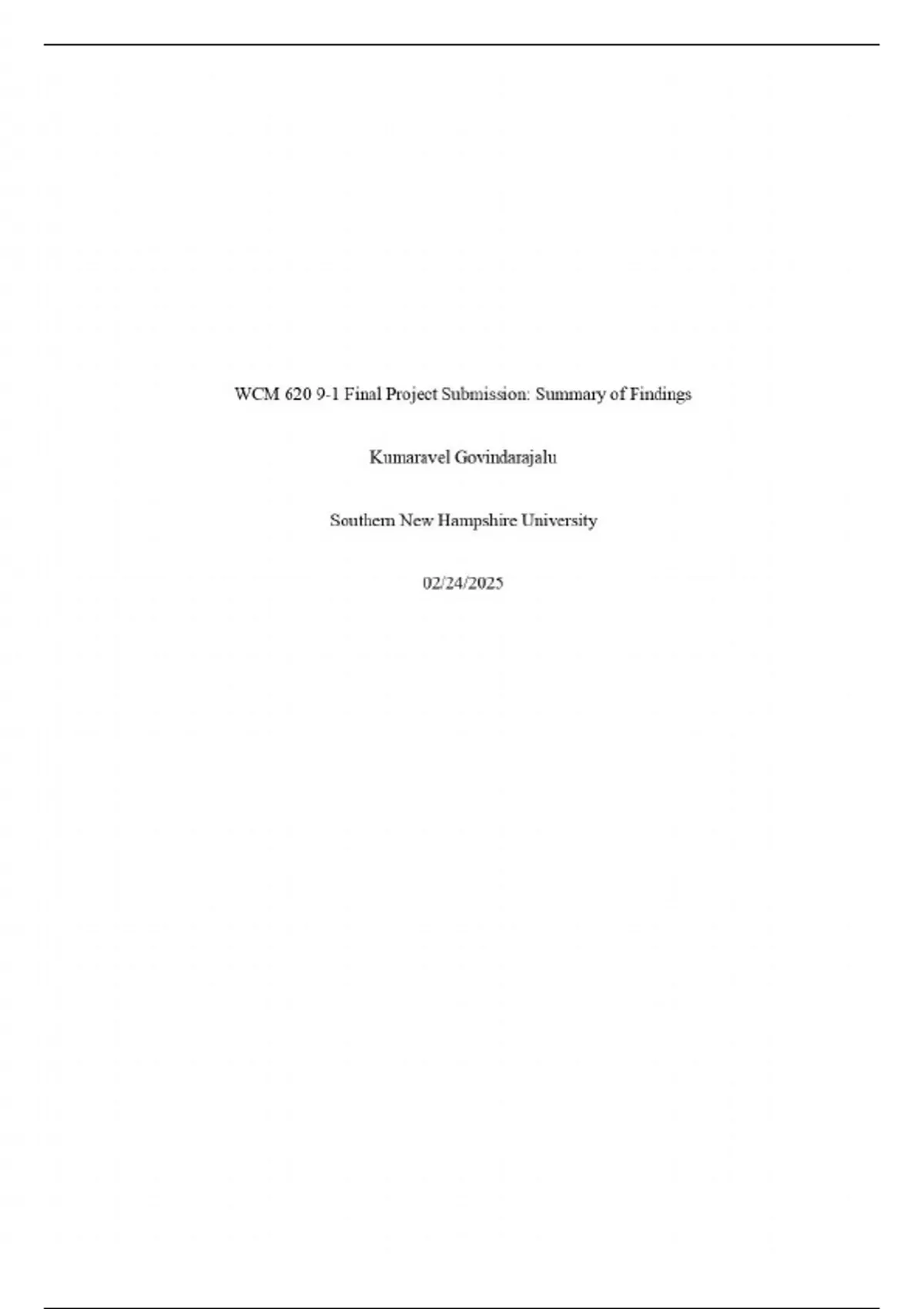 WCM 620 9-1 Final Project Submission: Summary of Findings|2025 Update ...