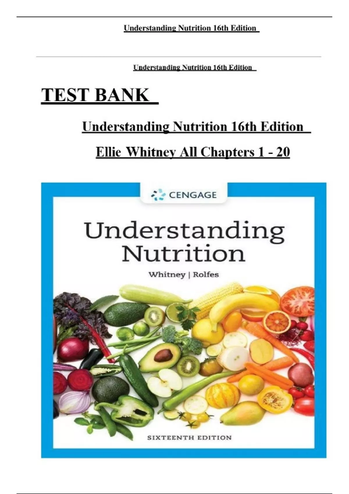 Understanding Nutrition, 16th Edition TEST BANK by Ellie Whitney ...