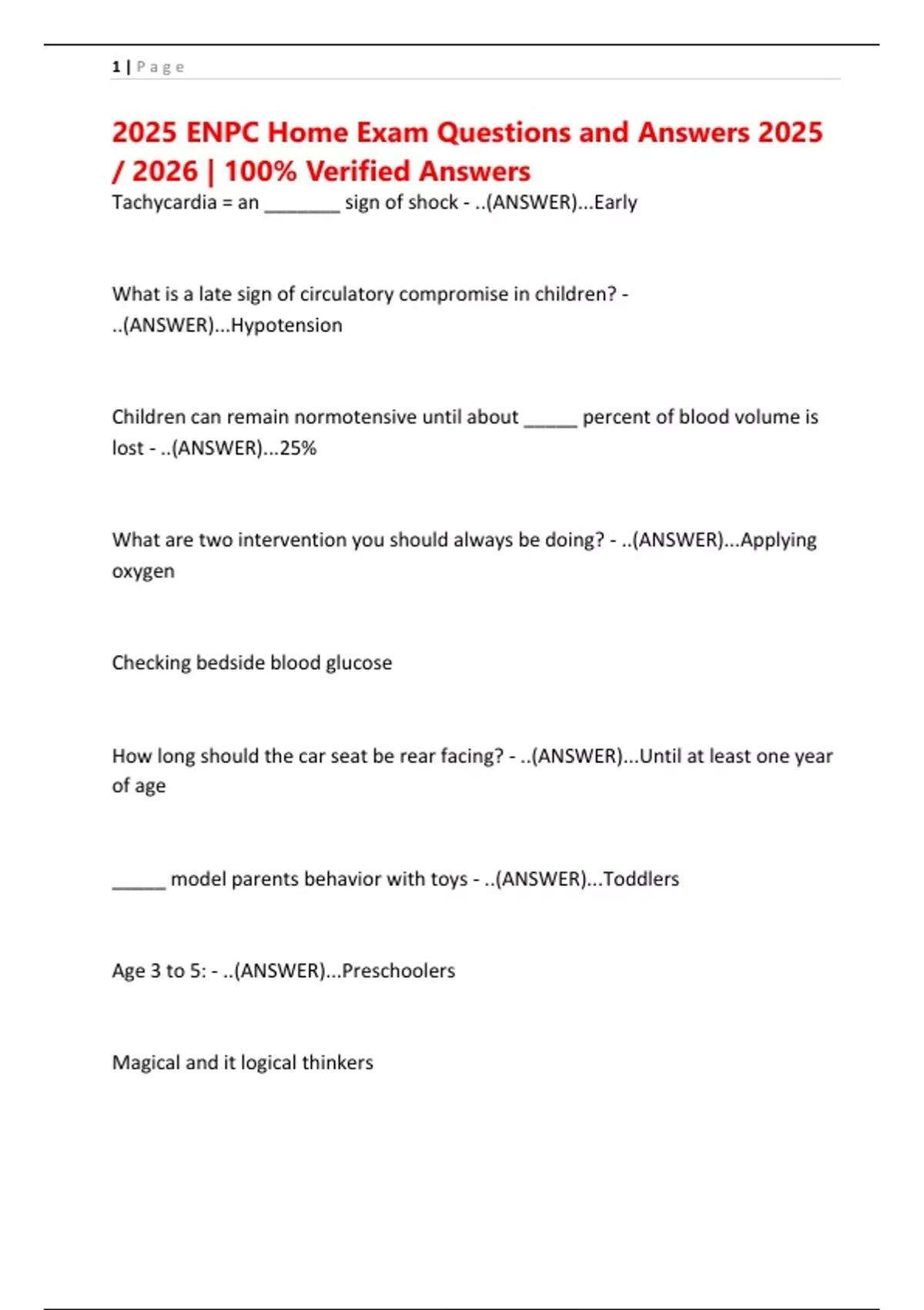 2025 ENPC Home Exam Questions and Answers 2025 / 2026 | 100% Verified ...