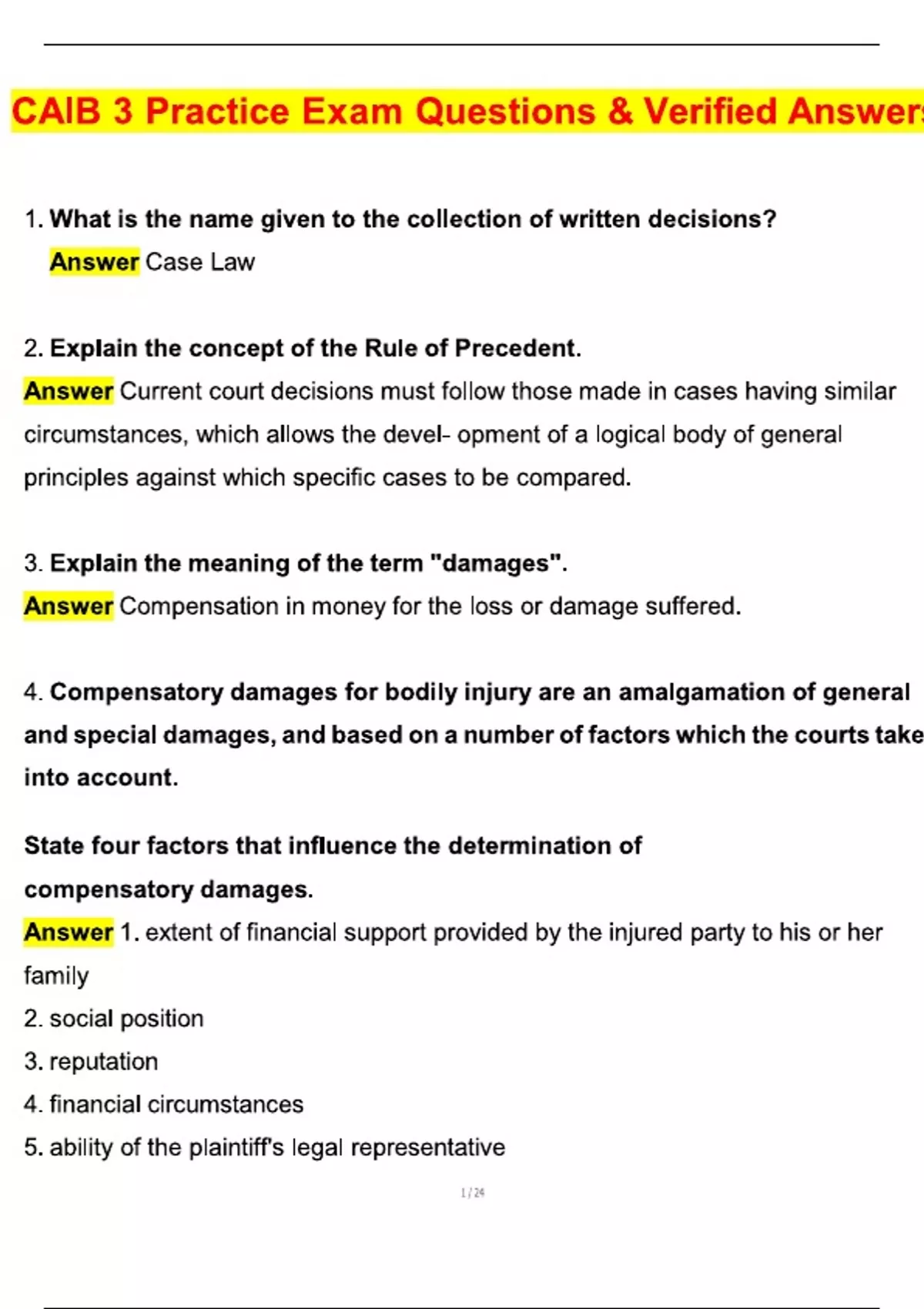 CAIB 3 Practice Exam 2025 Actual with Questions & Answers (Latest 2025 ...