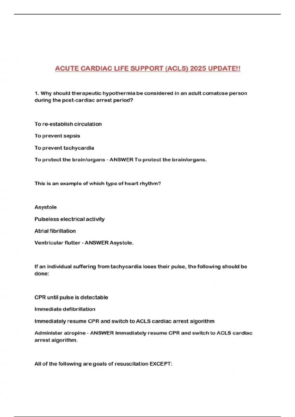 ACUTE CARDIAC LIFE SUPPORT (ACLS) 2025 UPDATE!! - ACUTE CARDIAC LIFE ...