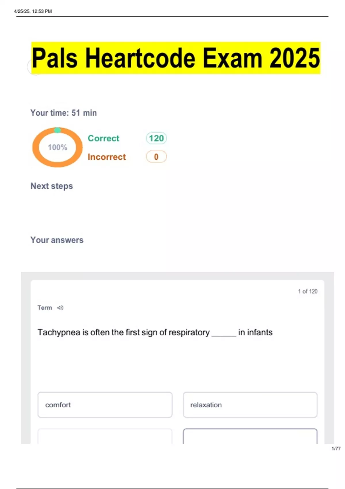 Pals Heartcode Exam 2025 - Pals Heartcode - Stuvia US