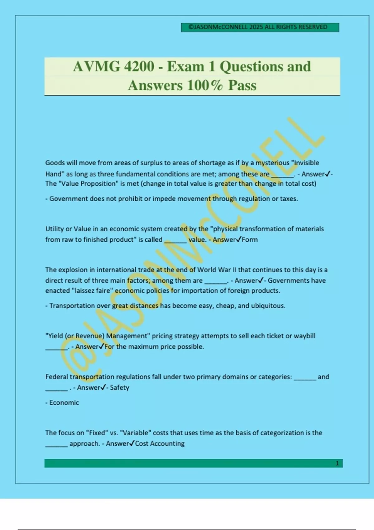AVMG 4200 - Exam 1 Questions and Answers 100% Pass - AVMG 4200 - Stuvia US