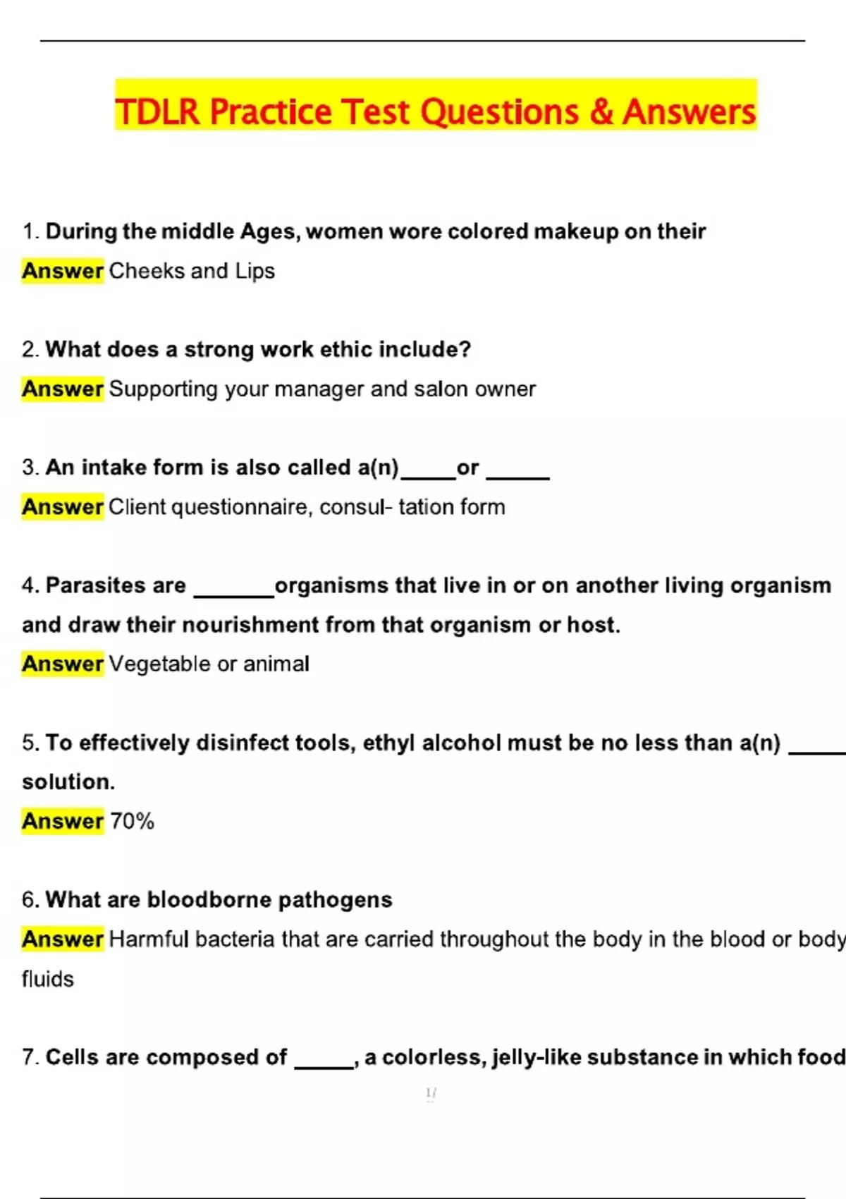 TDLR Practice Test Questions 2025 Actual with Questions & Answers ...