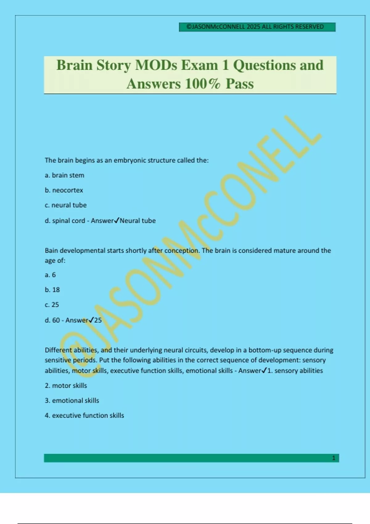 Brain Story MODs Exam 1 Questions and Answers 100% Pass - Brain Story ...