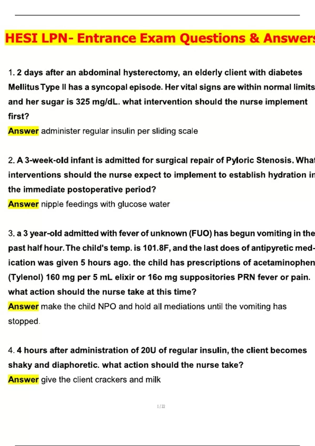 HESI LPN- Entrance Exam 2025 Actual Questions & Answers (Latest 2025 / ...