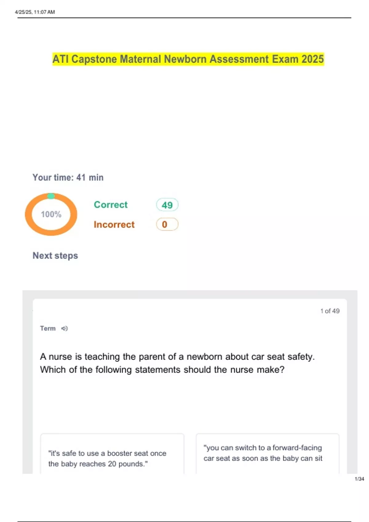 ATI Capstone Maternal Newborn Assessment Exam 2025 - ATI Capstone ...