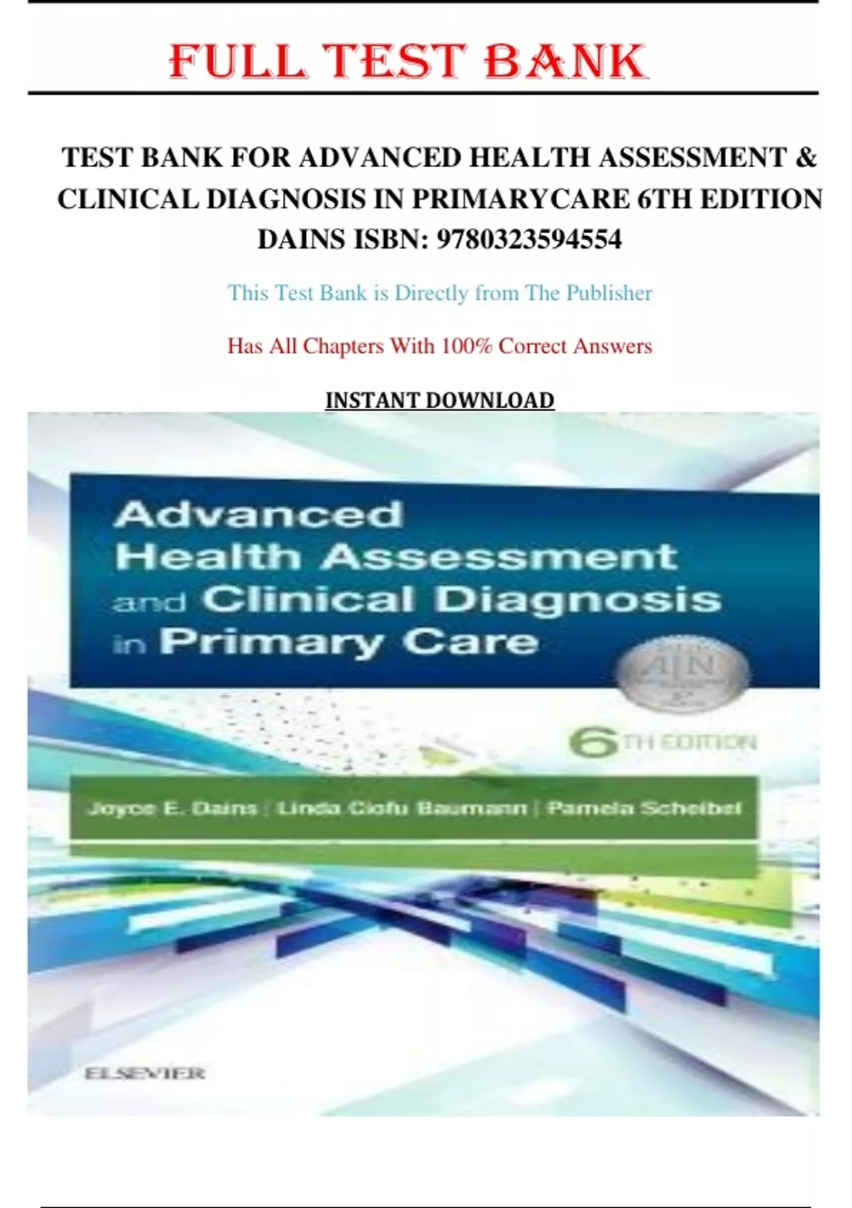 TEST BANK- Advanced Health Assessment & Clinical Diagnosis in Primary ...
