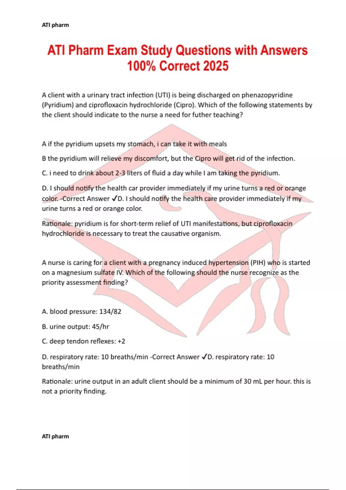 ATI Pharm Exam Study Questions with Answers 100% Correct 2025 - ATI Pharm. - Stuvia US