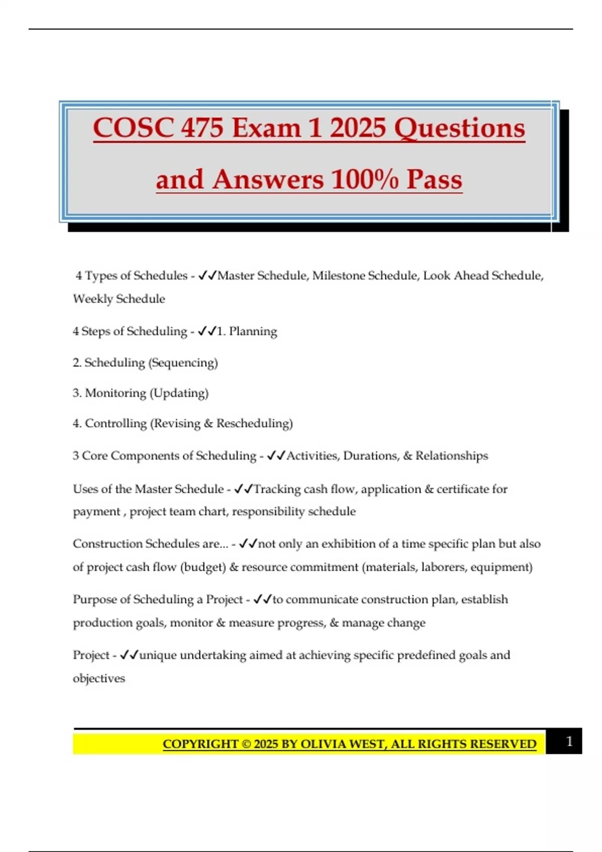 COSC 475 Exam 1 2025 Questions and Answers 100% Pass - COSC 475 - Stuvia US