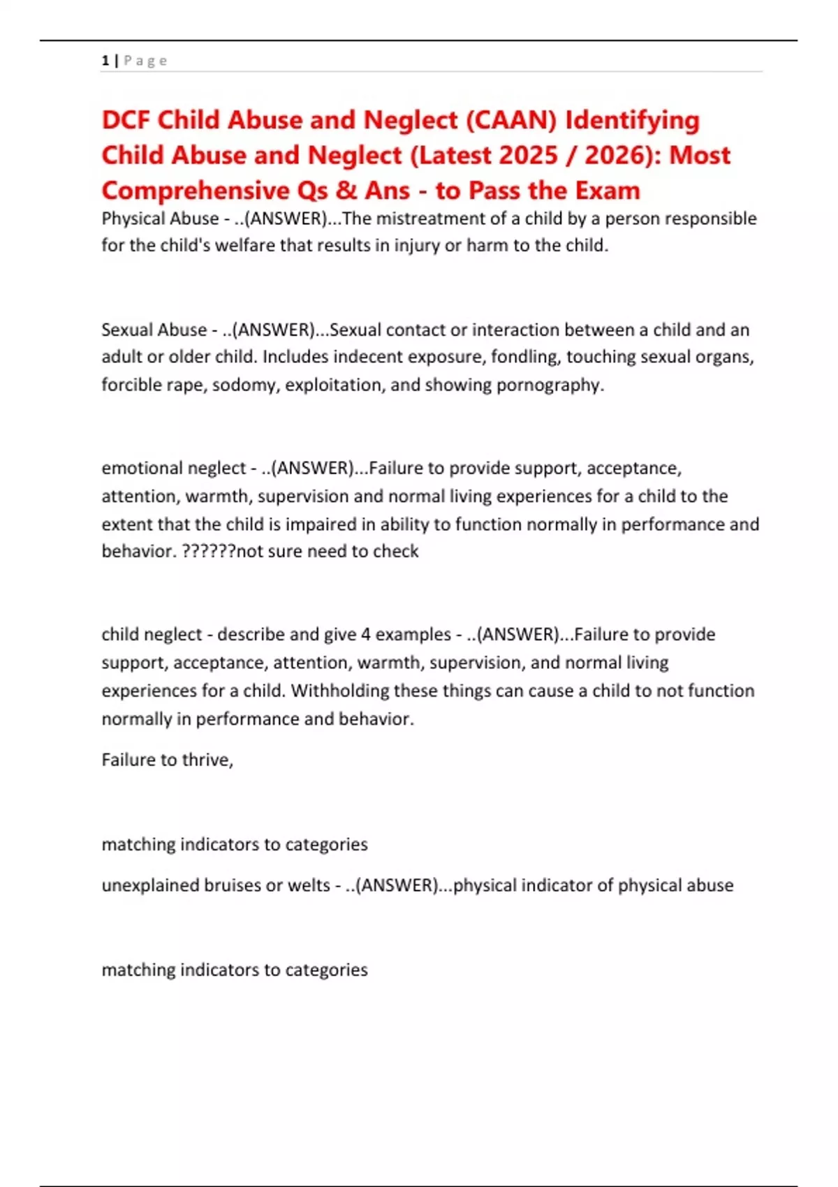 DCF Child Abuse and Neglect (CAAN) Identifying Child Abuse and Neglect ...