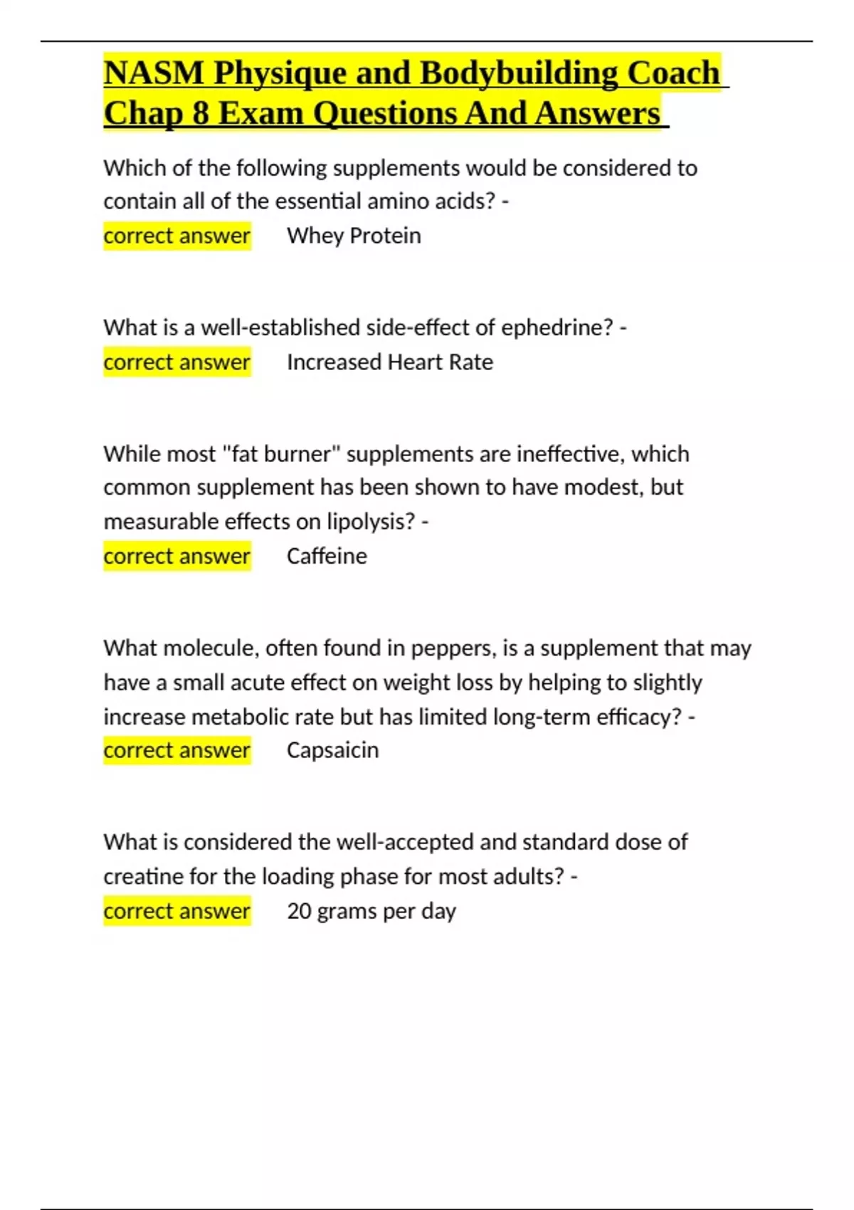 NASM Physique and Bodybuilding Exam Package Deal With complete ...