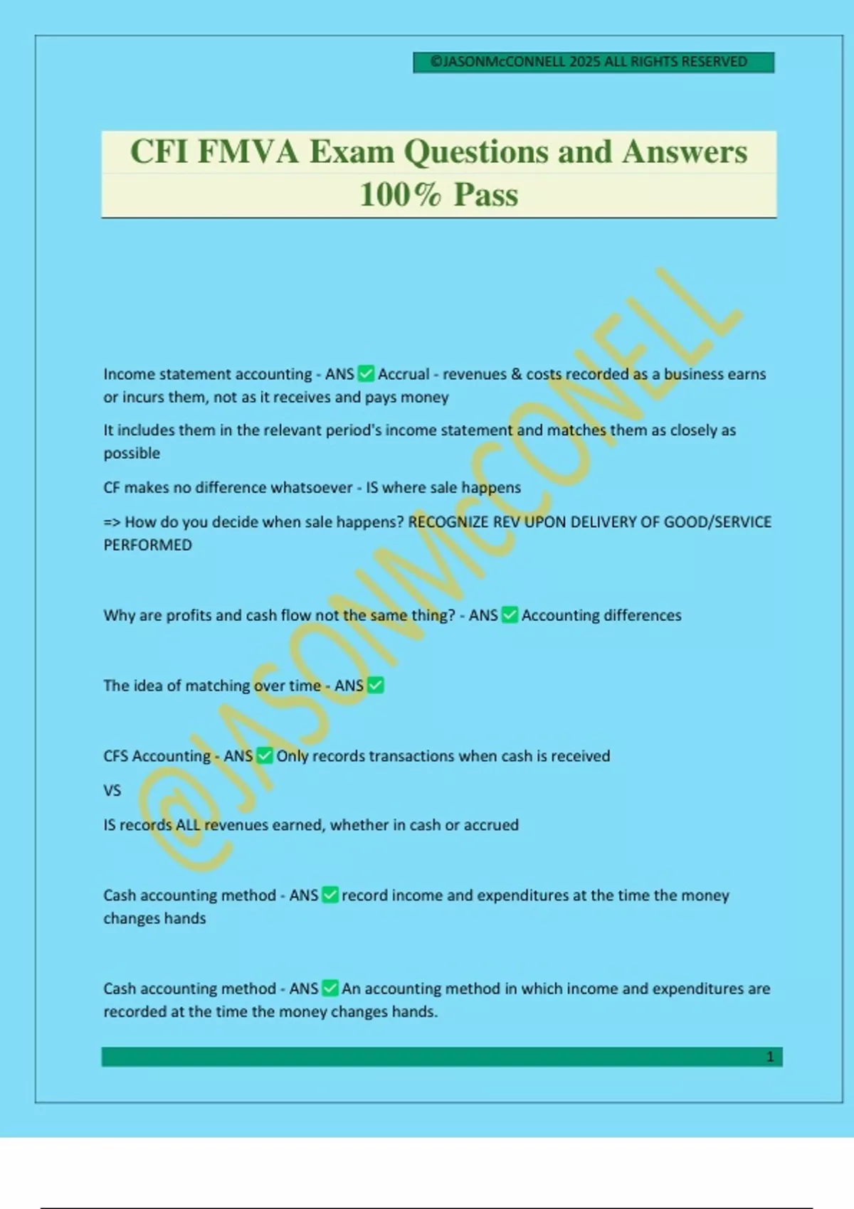 CFI FMVA Exam Questions and Answers 100% Pass - CFI FMVA - Stuvia US