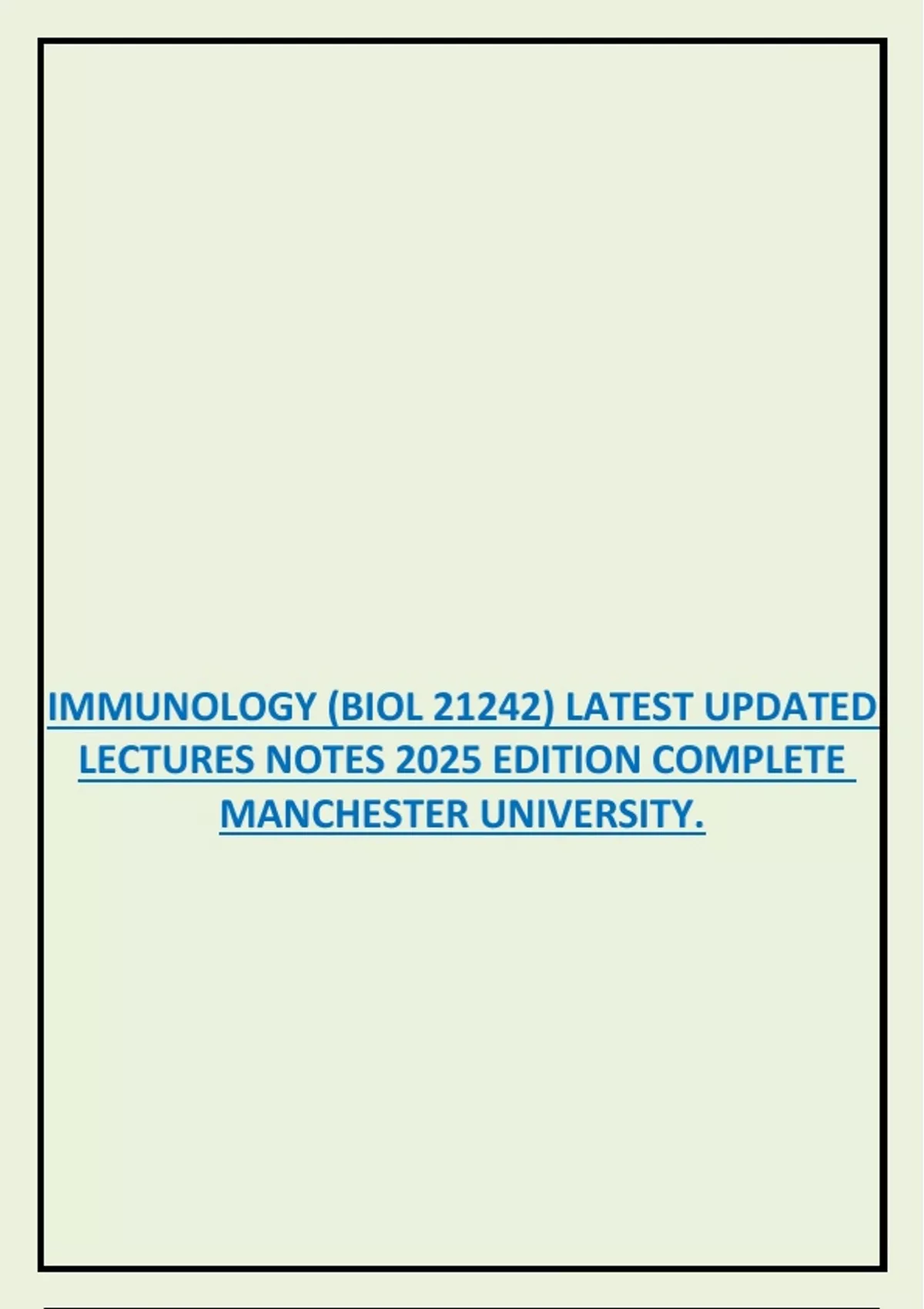 Immunology (BIOL21242) Lecture Notes |2025 LATEST UPDATED | Manchester ...