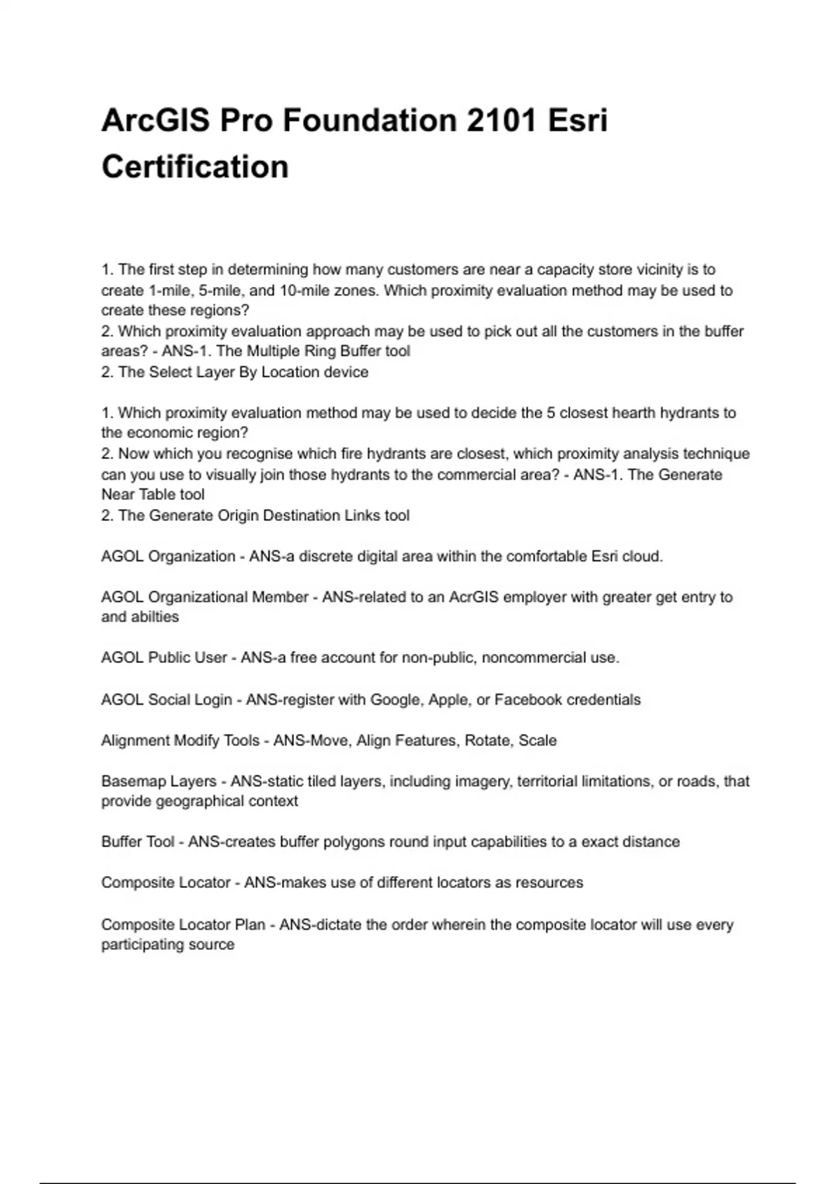 ArcGIS Pro Foundation 2101 Esri Certification (2025/2026 NEWEST UPDATE ...