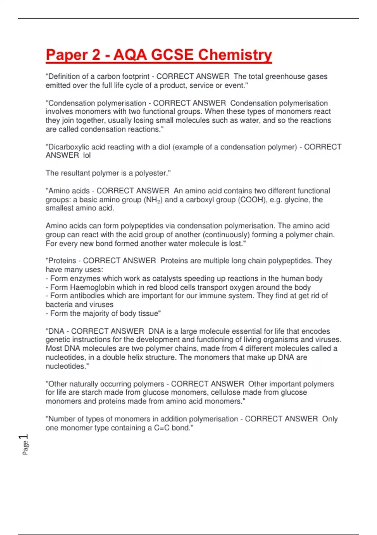 AQA GCSE Chemistry Paper 2 Complete Revision Guide - Chemistry - Stuvia US