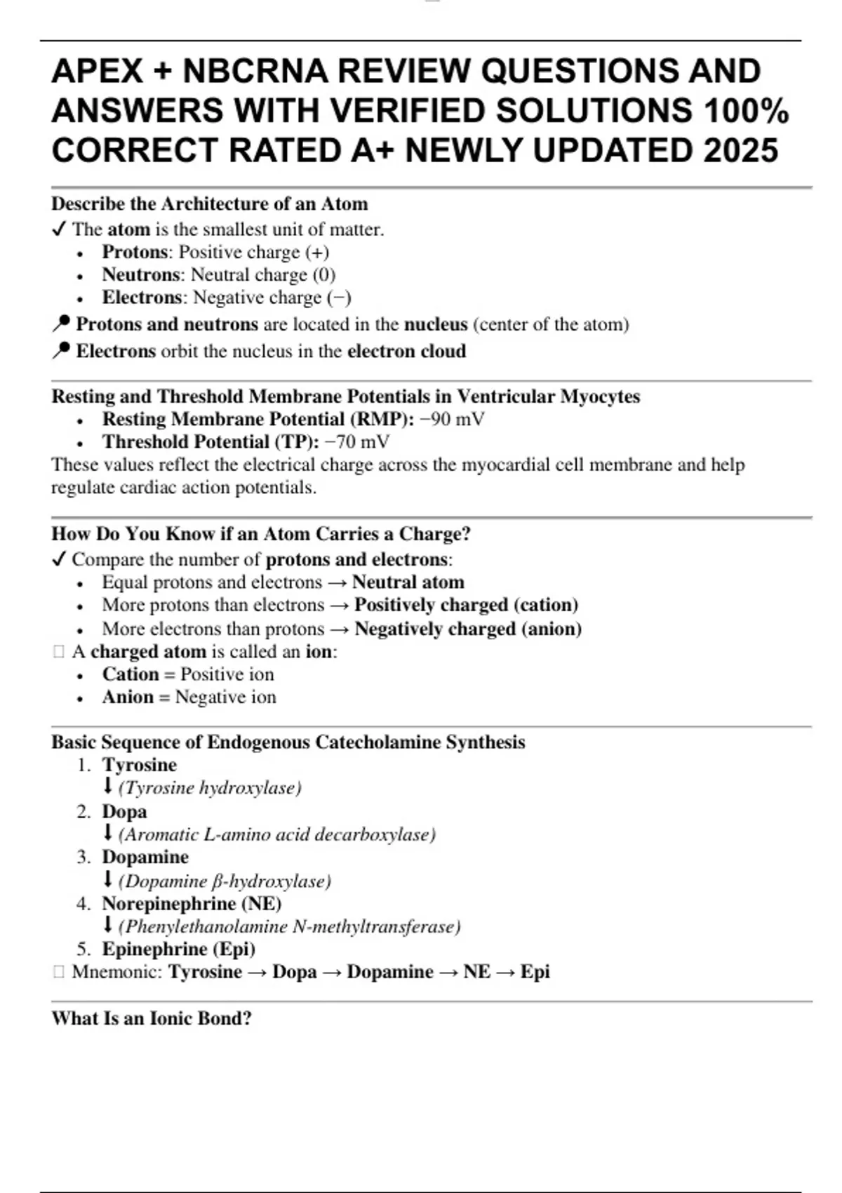 APEX + NBCRNA REVIEW QUESTIONS AND ANSWERS WITH VERIFIED SOLUTIONS 100% ...