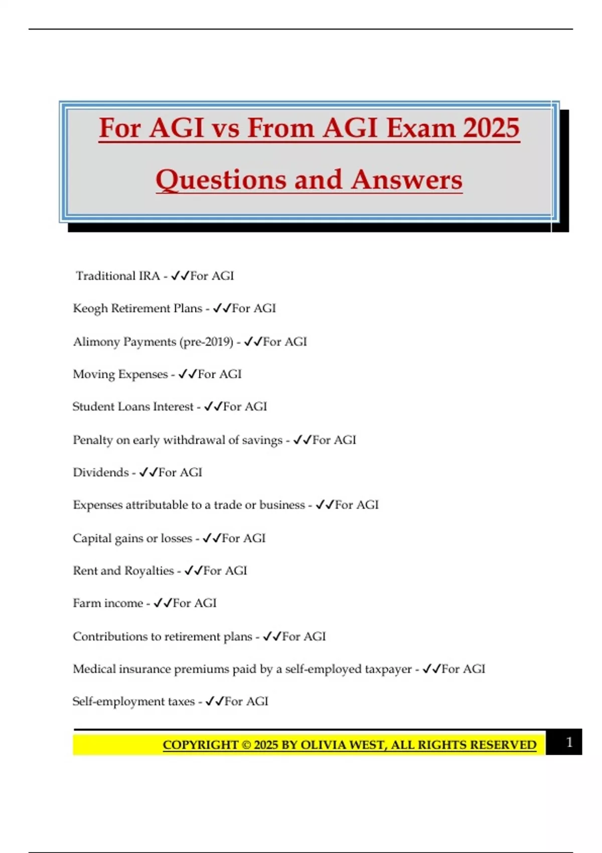 For AGI vs From AGI Exam 2025 Questions and Answers - AGI - Stuvia US