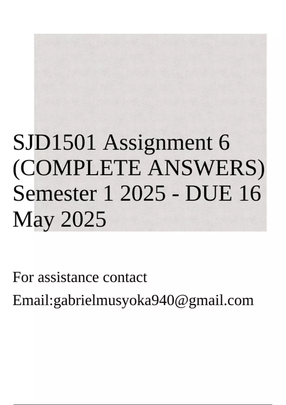 SJD1501 Assignment 6 (COMPLETE ANSWERS) Semester 1 2025 - DUE 16 May ...