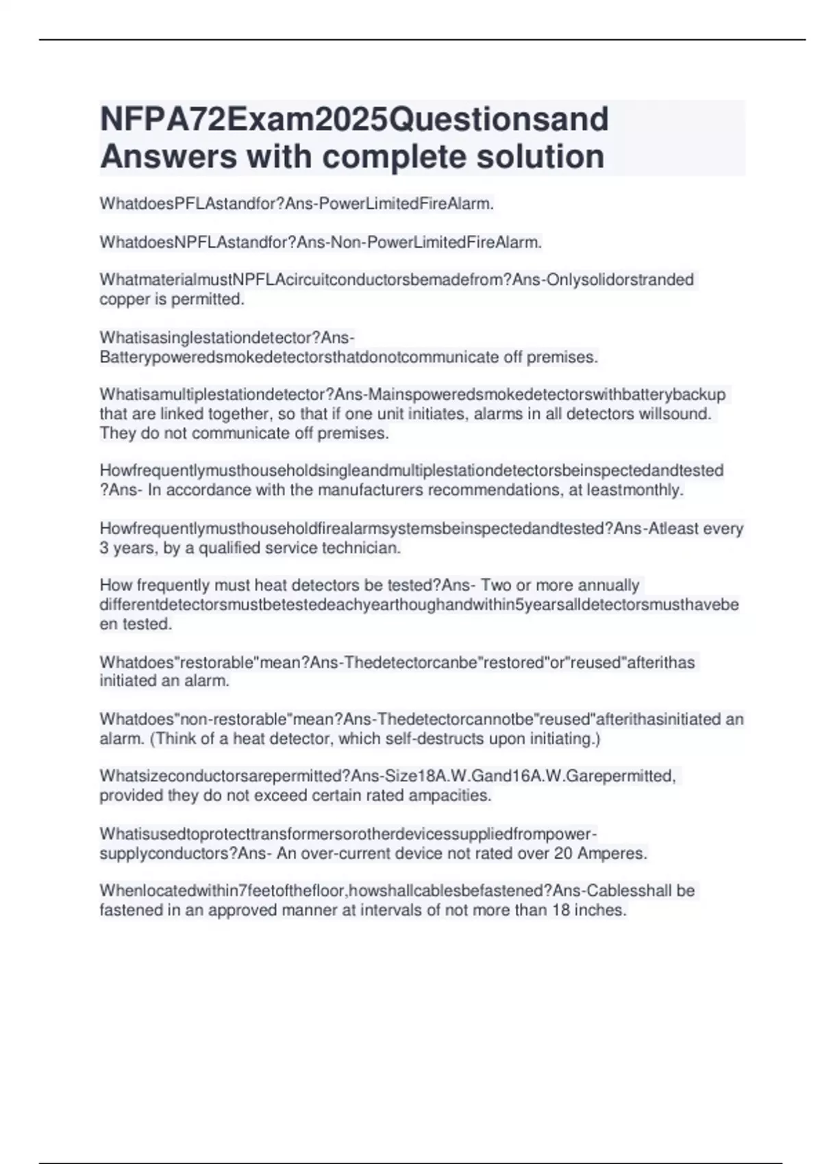 NFPA 72/National Fire Alarm and Signaling Code Exam 2025 Questions and ...