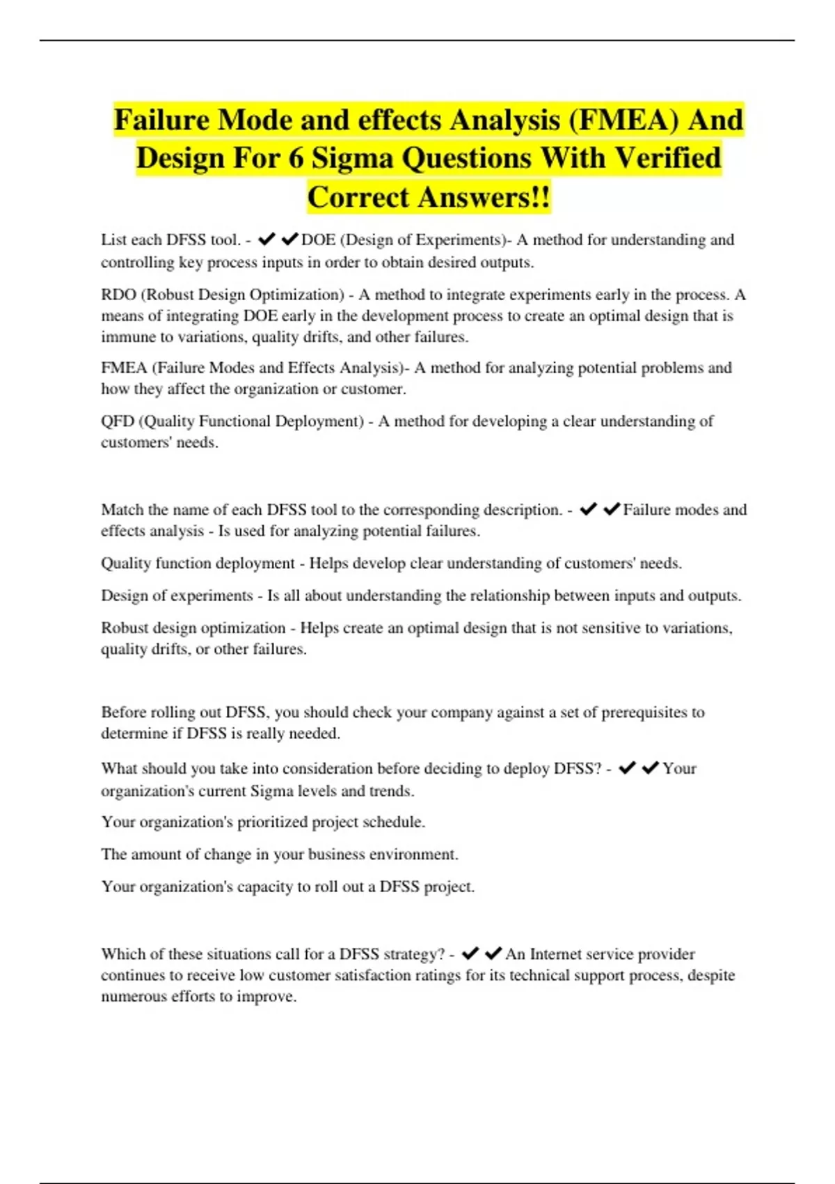 Failure Mode and effects Analysis (FMEA) And Design For 6 Sigma ...