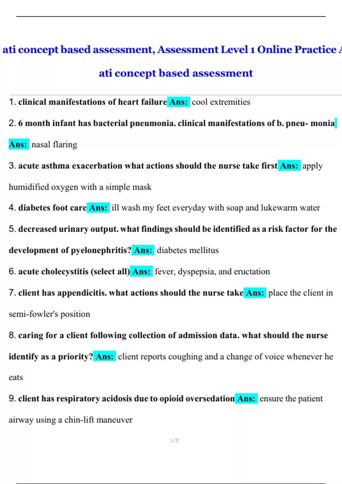 ATI Concept-Based Assessment – Comprehensive Clinical Scenario Practice ...