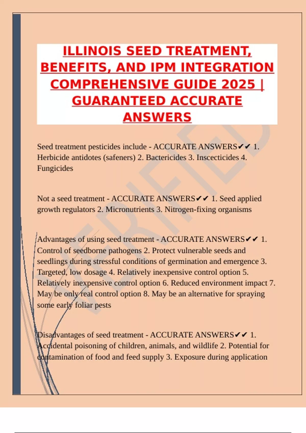 ILLINOIS SEED TREATMENT, BENEFITS, AND IPM INTEGRATION COMPREHENSIVE ...