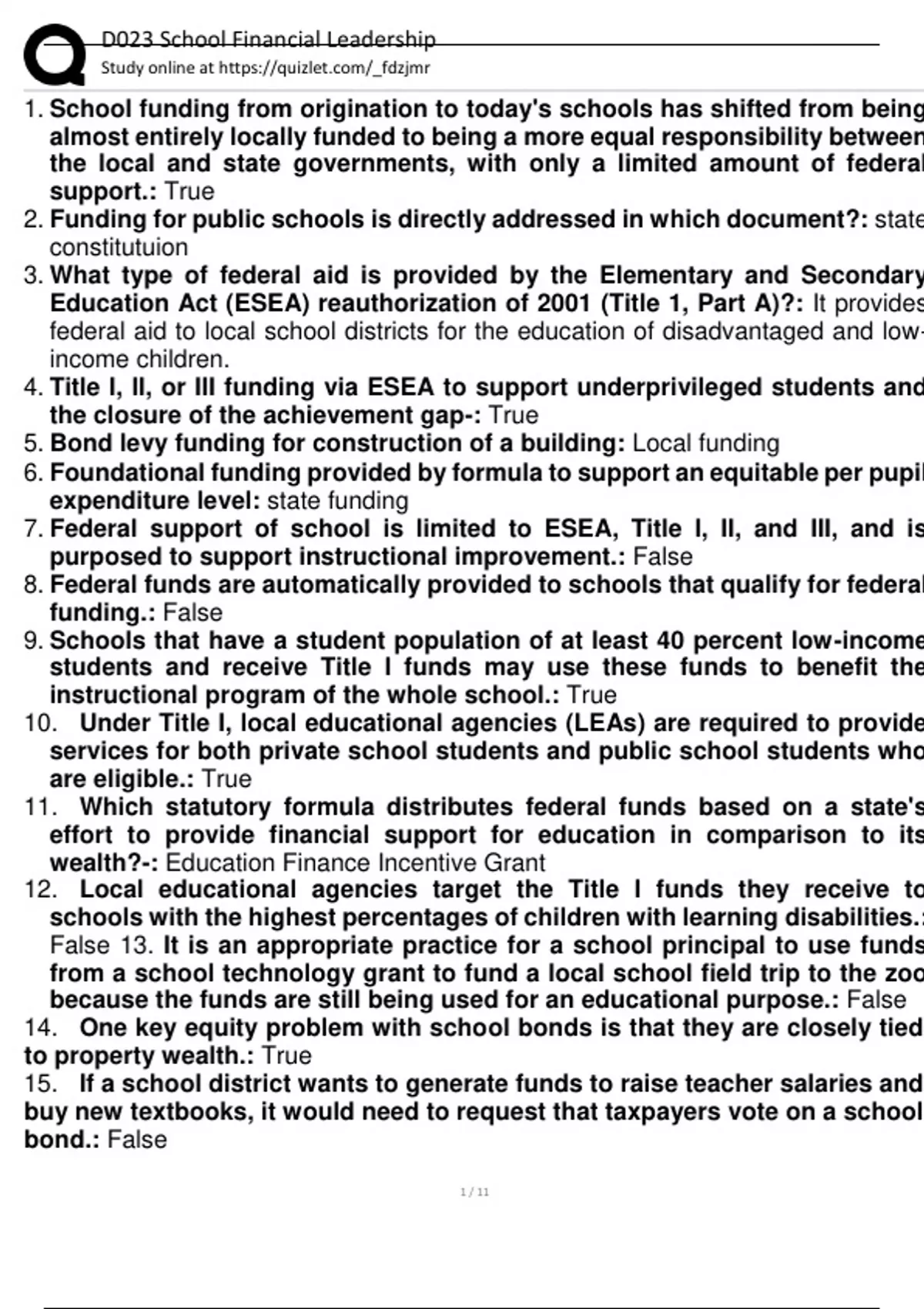 Wgu d023 final exam (new update) school financial leadership qs & as ...