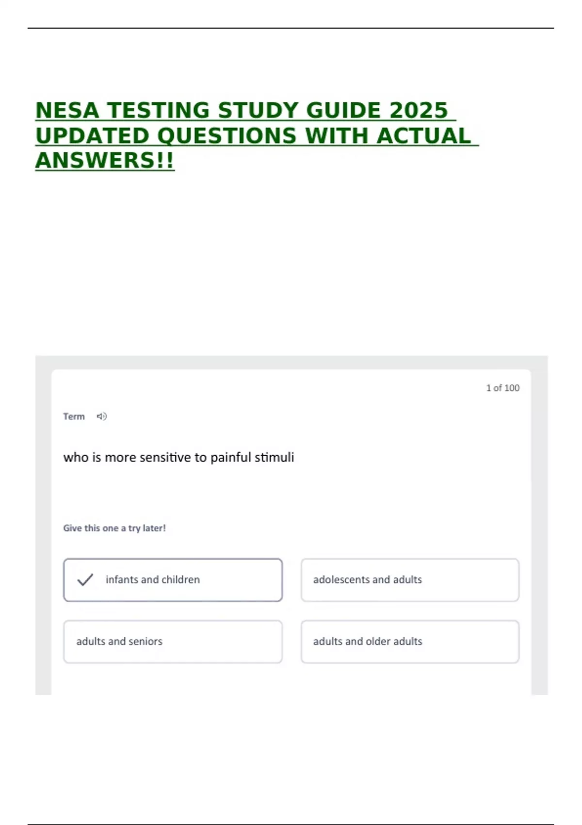 NESA TESTING STUDY GUIDE 2025 UPDATED QUESTIONS WITH ACTUAL ANSWERS ...