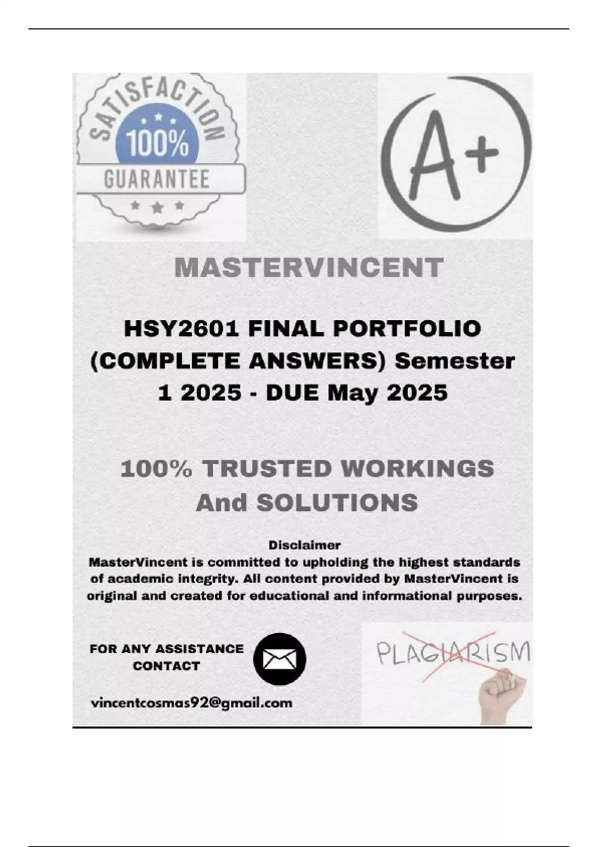 HSY2601 FINAL PORTFOLIO (COMPLETE ANSWERS) Semester 1 2025 - DUE May ...
