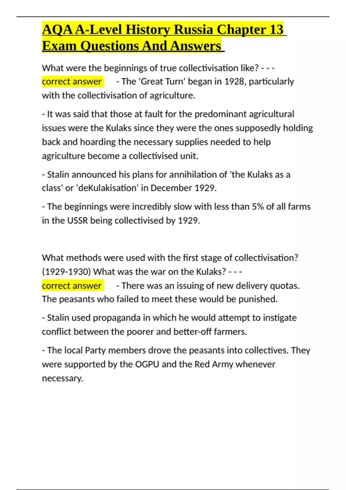 AQA A-Level History Russia Chapter 13 Exam Questions And Answers.docx ...