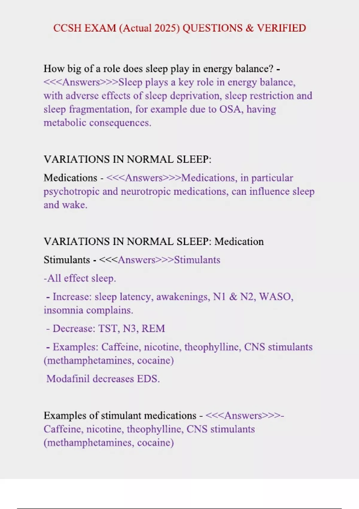 CCSH Board Exam – Certified Clinical Sleep Health Practice Questions ...