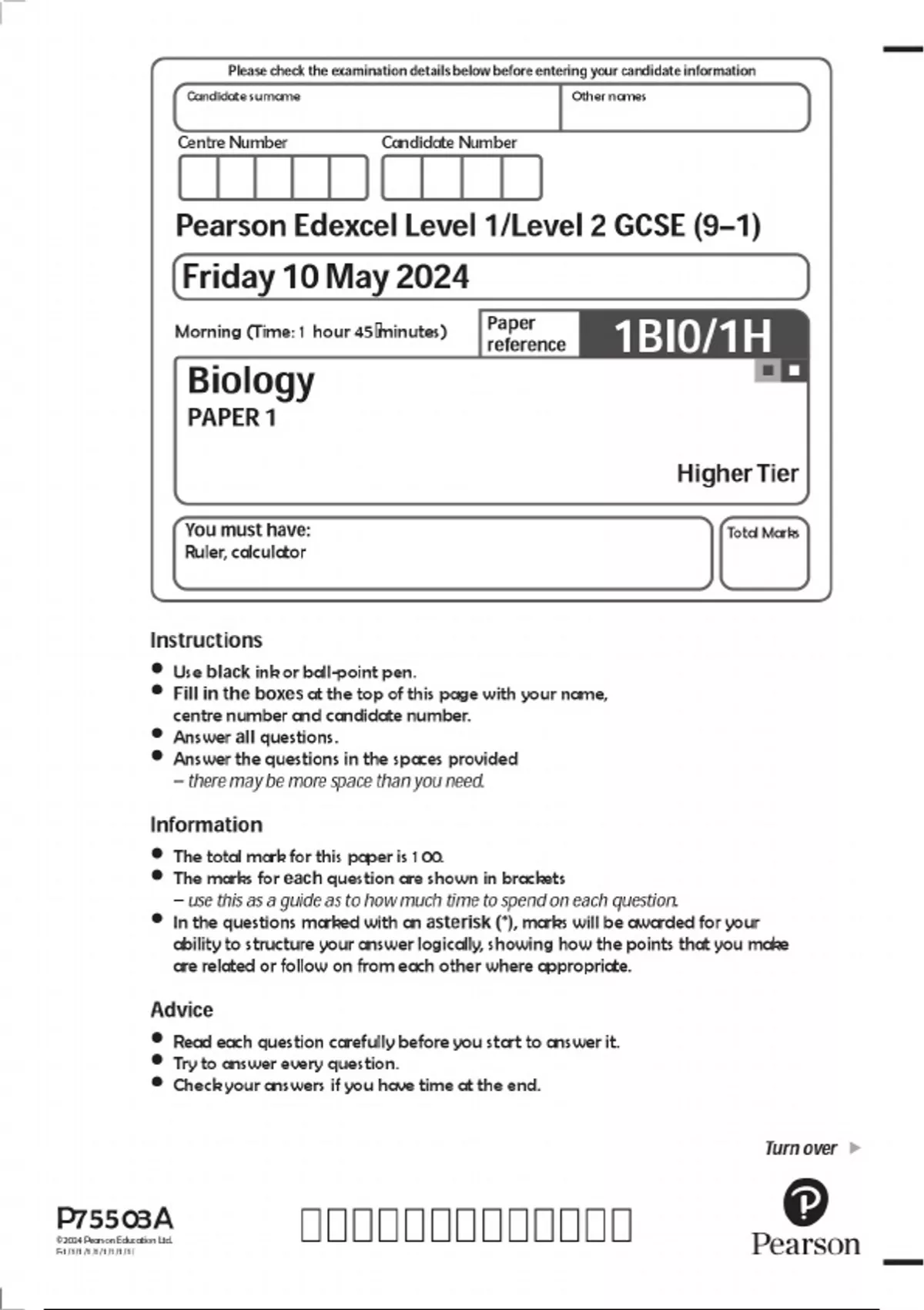 BUNDLE-::2024 Pearson Edexcel Level 1/Level 2 GCSE (9–1) Biology ...
