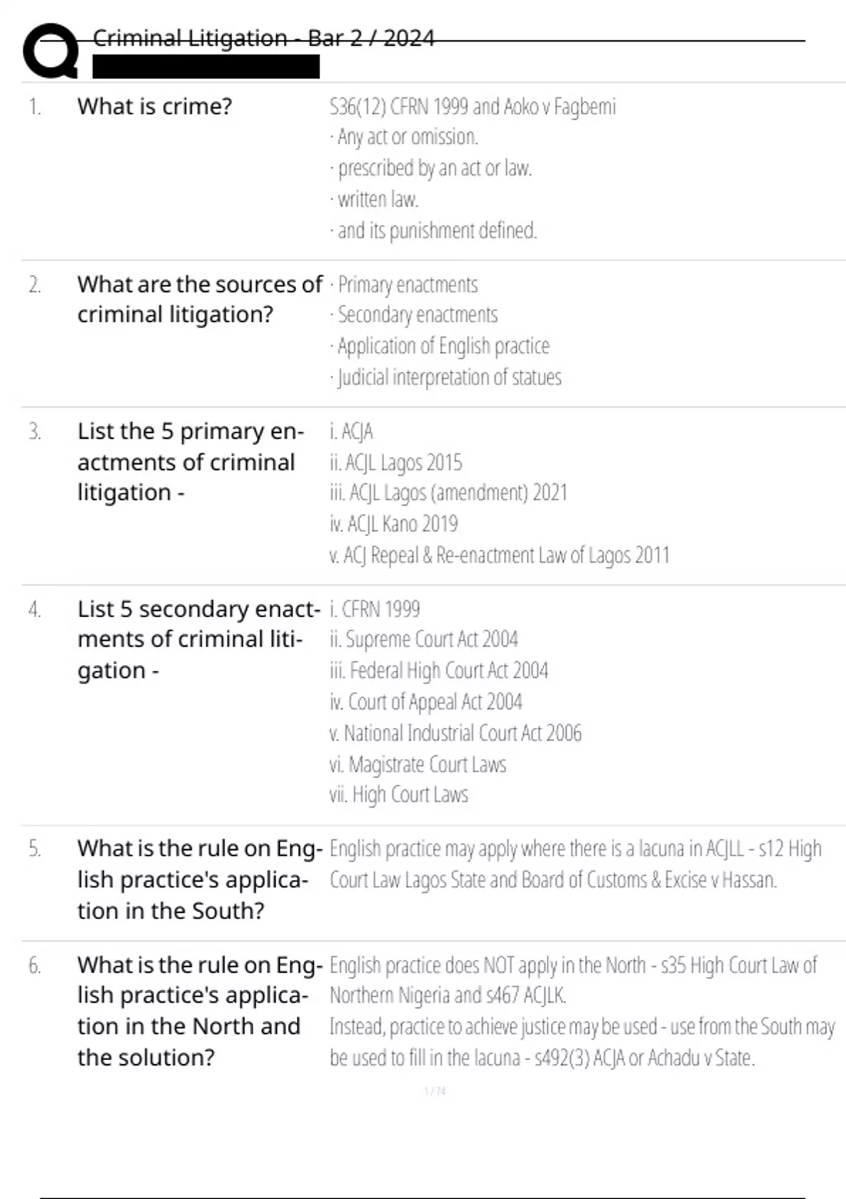 Criminal Litigation - Bar 2 / 2025 ACTUAL EXAM 2025 TEST COMPREHENSIVE ...