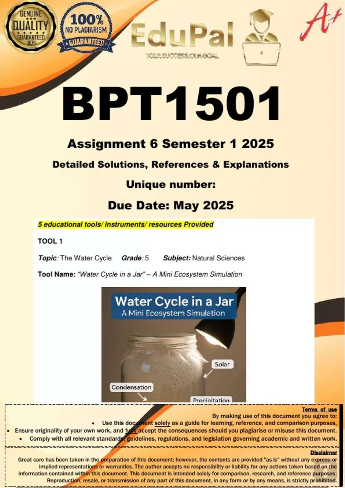 BPT1501 Assignment 6 (5 EDUCATIONAL TOOLS COMPLETE GUIDELINE) Semester ...