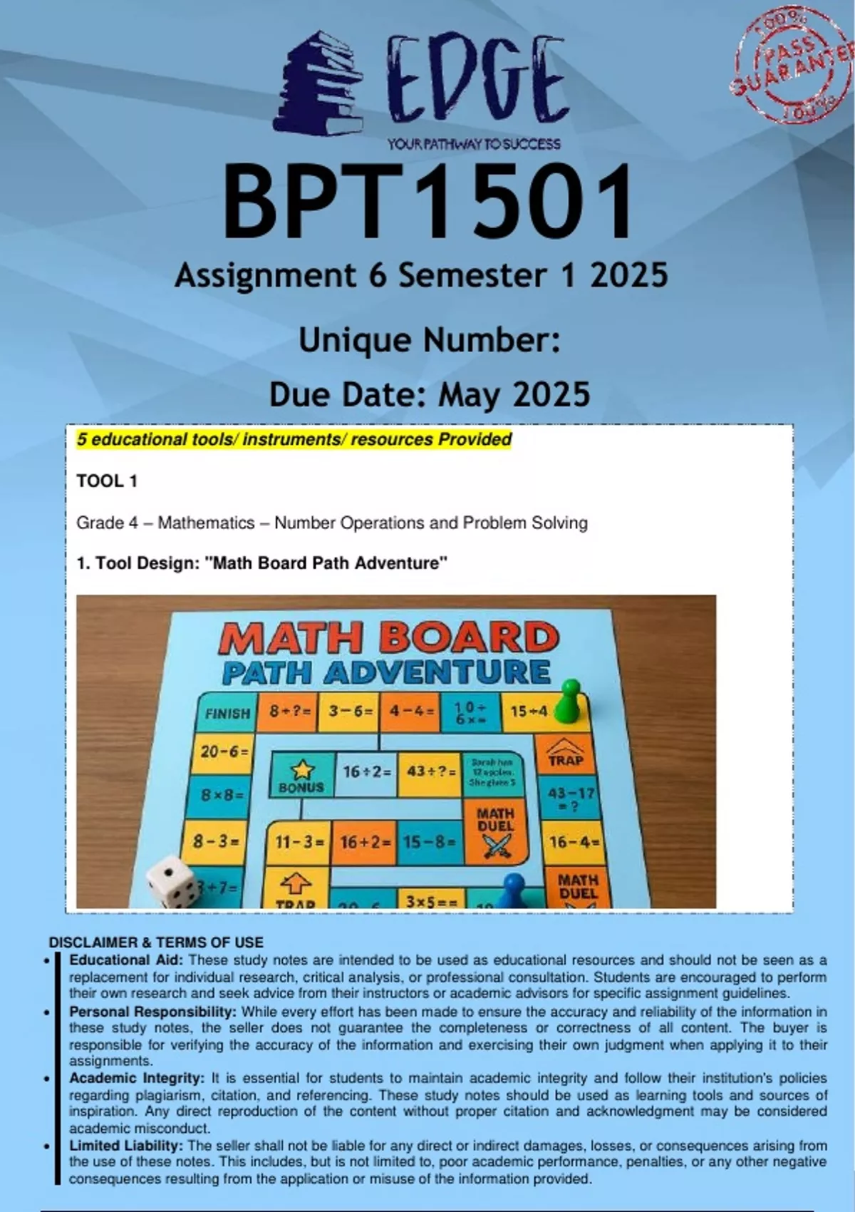 BPT1501 Assignment 6 (ANSWERS) Semester 1 2025 - DISTINCTION GUARANTEED ...