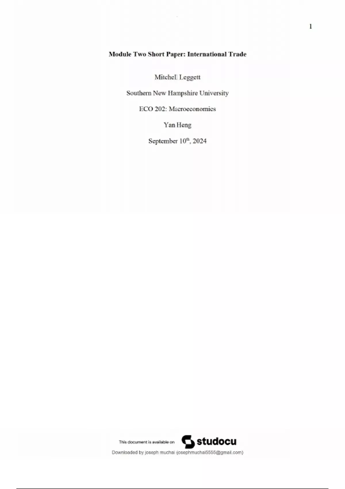 ECO202 – Southern New Hampshire University – Module 2 Short Paper | NEW ...