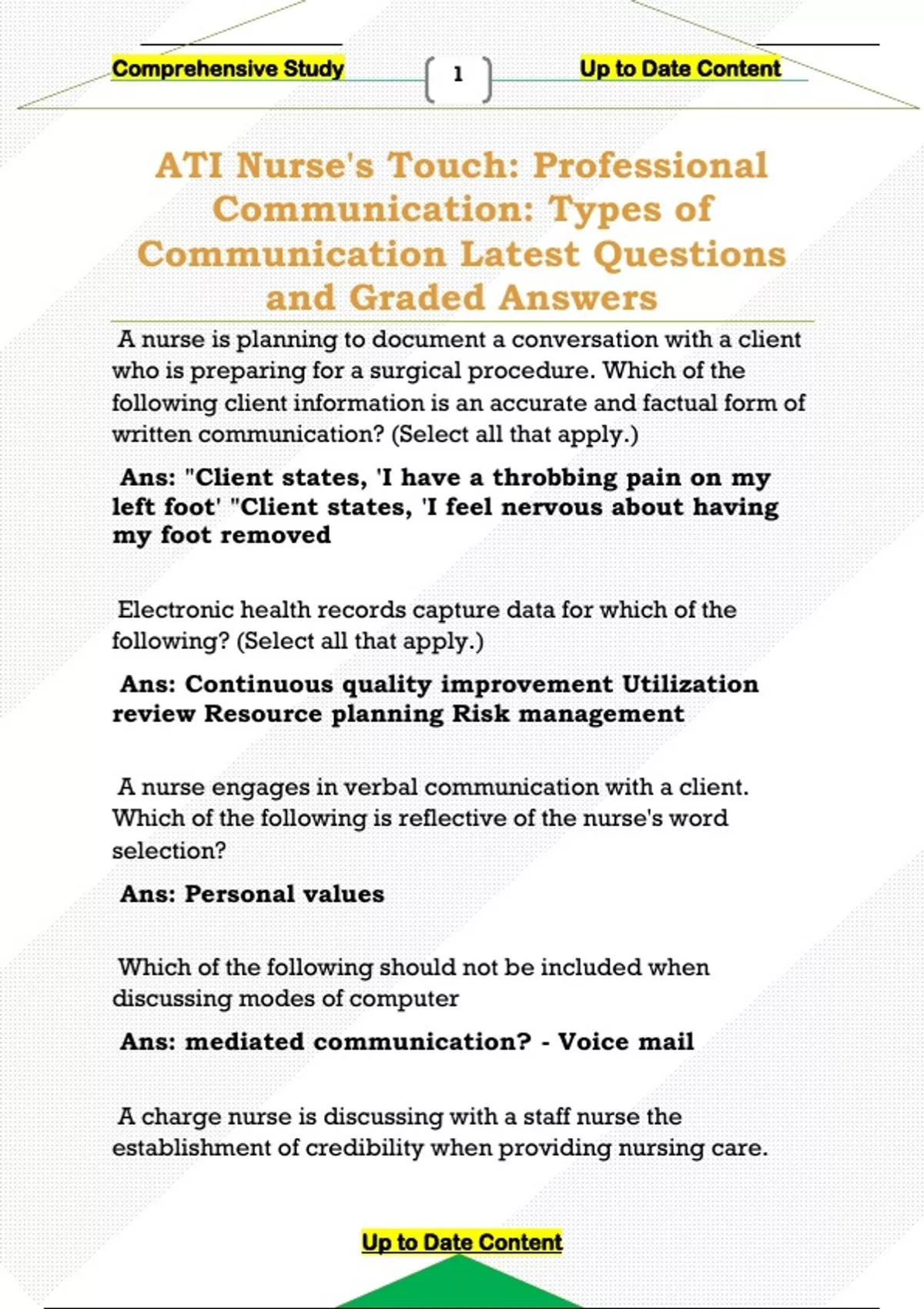 ATI Nurse's Touch: Professional Communication: Types of Communication ...