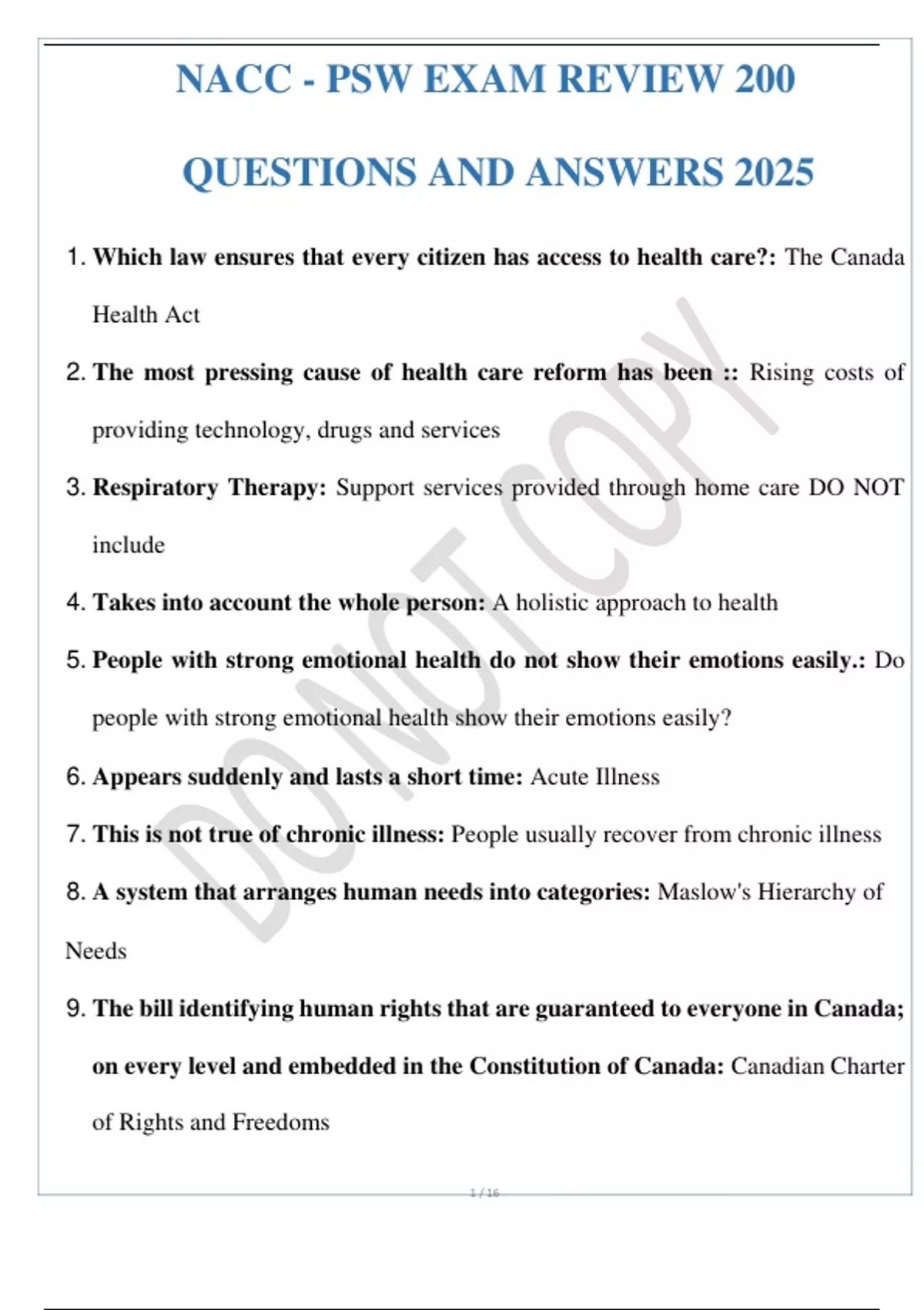 NACC - PSW EXAM REVIEW 200 QUESTIONS AND ANSWERS 2025 - NACC - PSW ...