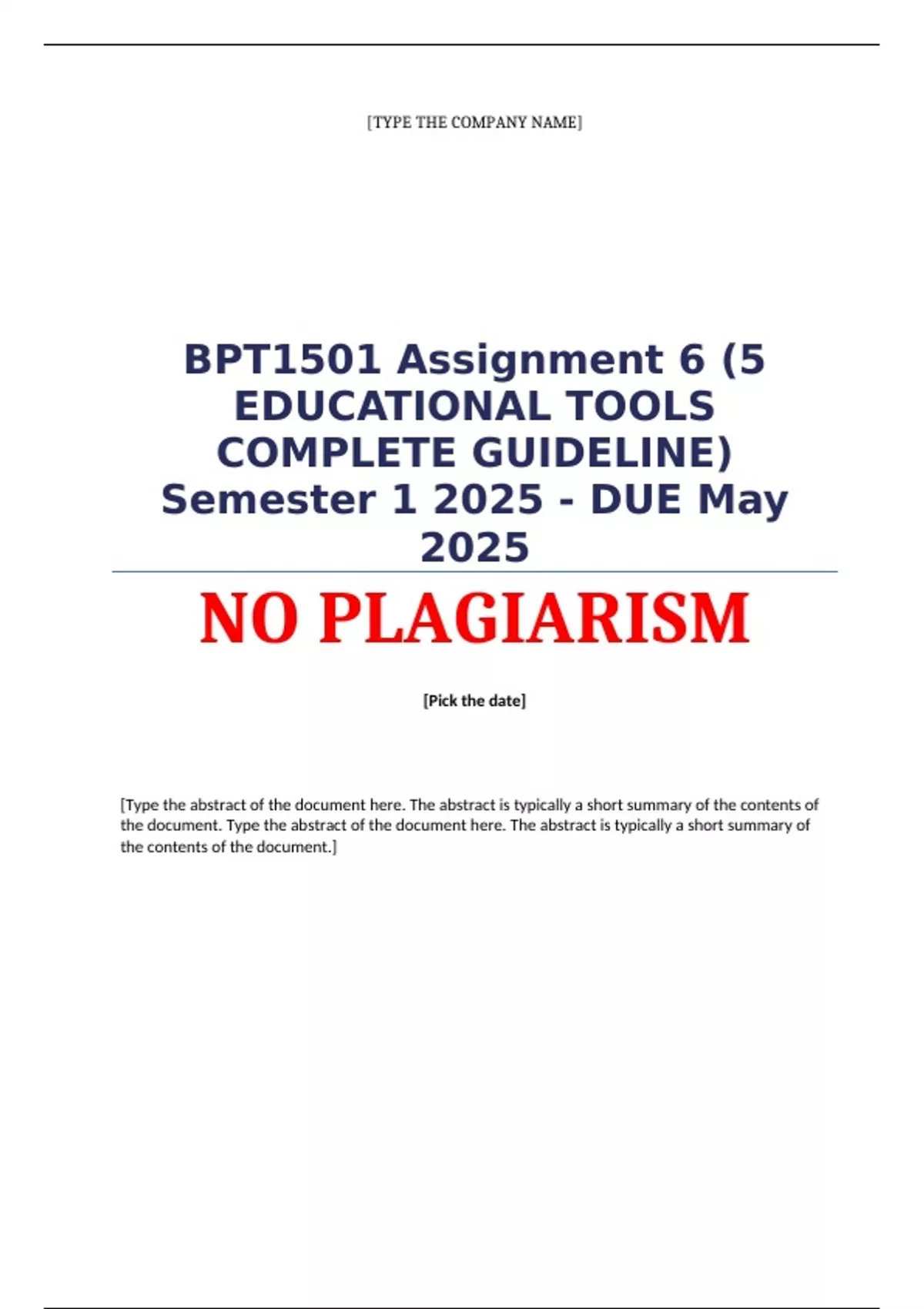 BPT1501 Assignment 6 (5 EDUCATIONAL TOOLS COMPLETE GUIDELINE) Semester ...