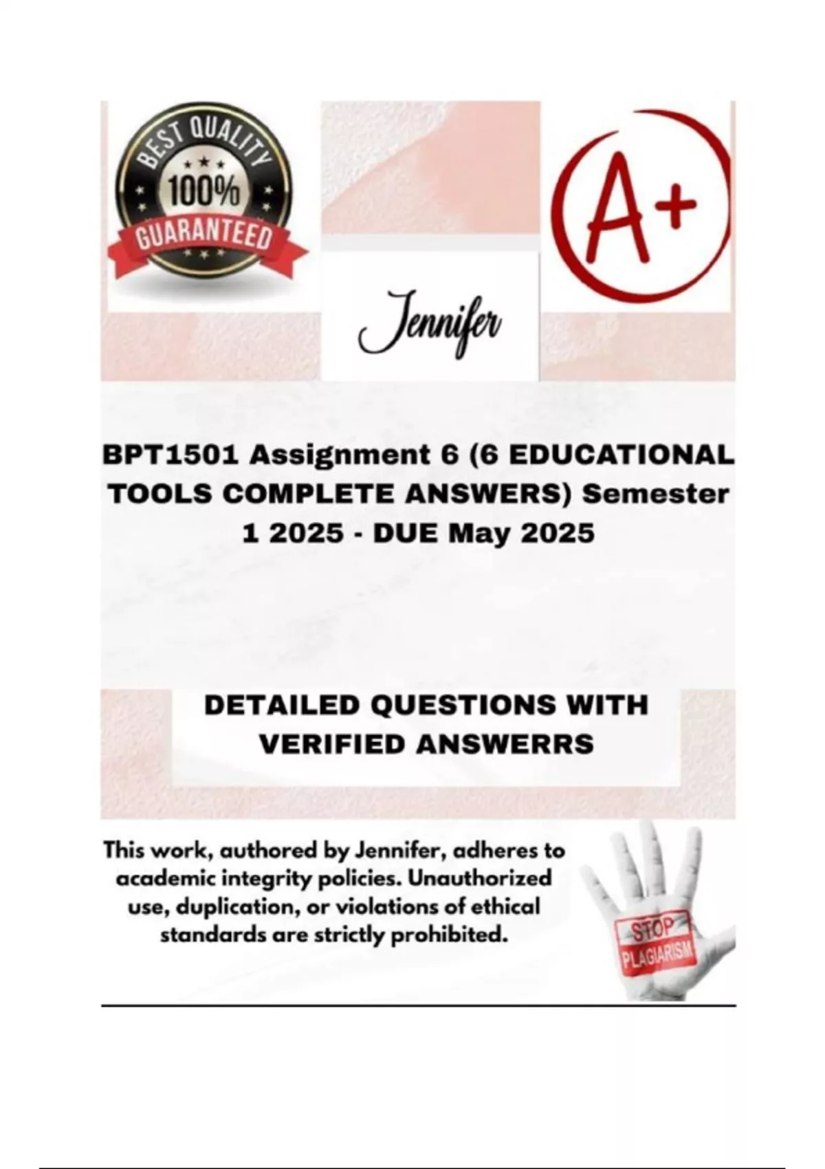 BPT1501 Assignment 6 (6 EDUCATIONAL TOOLS COMPLETE ANSWERS) Semester 1 ...