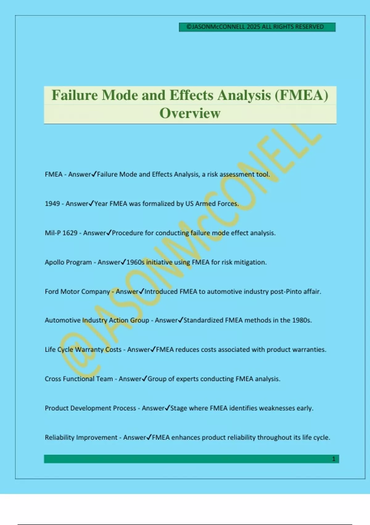 Failure Mode and Effects Analysis (FMEA) Overview - FMEA - Stuvia US