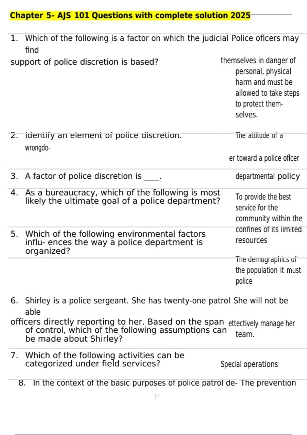 Chapter 5- AJS 101 Questions with complete solution 2025 - Chapter 5 ...