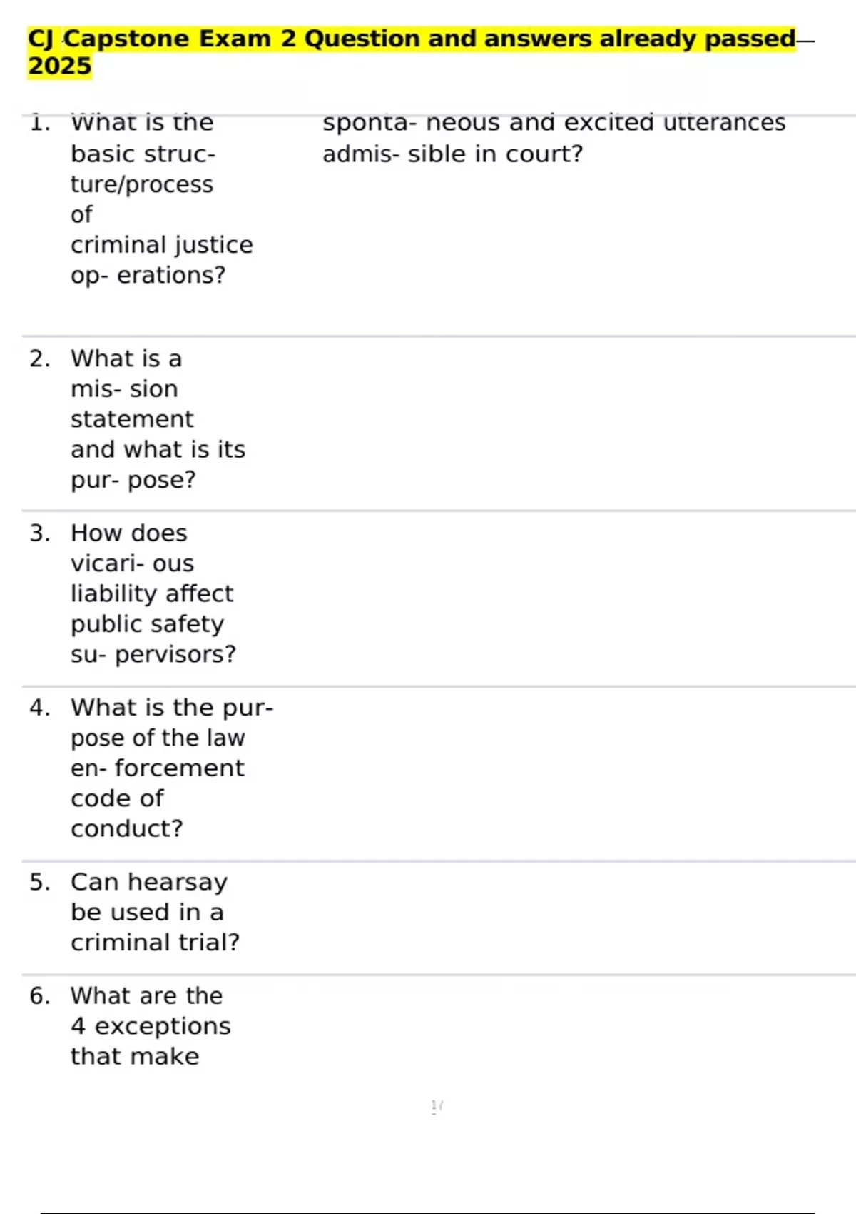 CJ Capstone Exam 2 Question and answers already passed 2025 - CJ ...