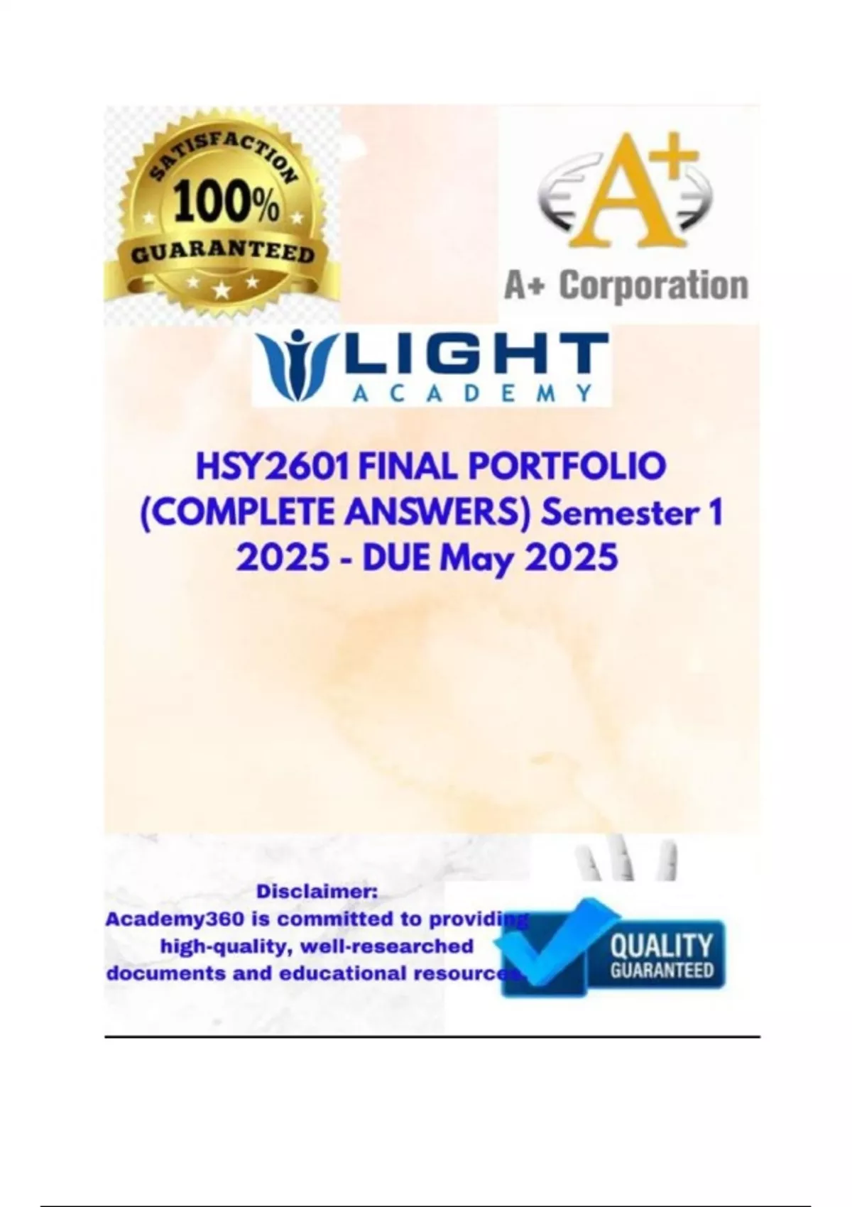 HSY2601 FINAL PORTFOLIO (COMPLETE ANSWERS) Semester 1 2025 - DUE May ...