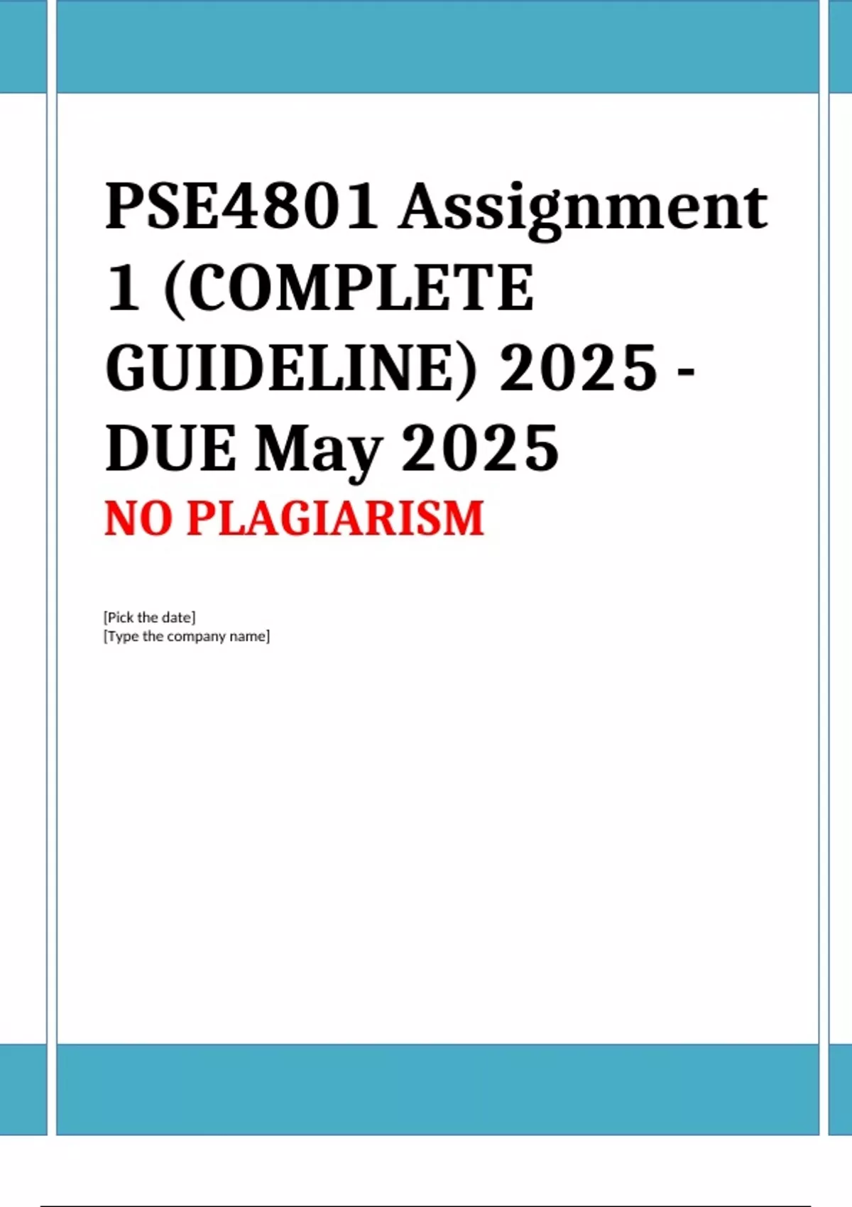 PSE4801 Assignment 1 (COMPLETE GUIDELINE) 2025 - DUE May 2025 - PSE4801 ...