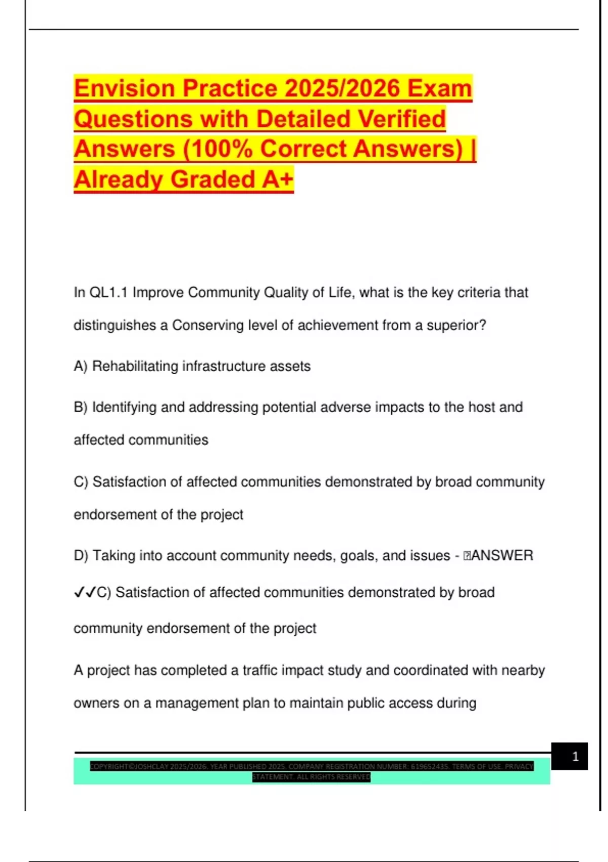 Envision Practice 2025/2026 Exam Questions with Detailed Verified ...